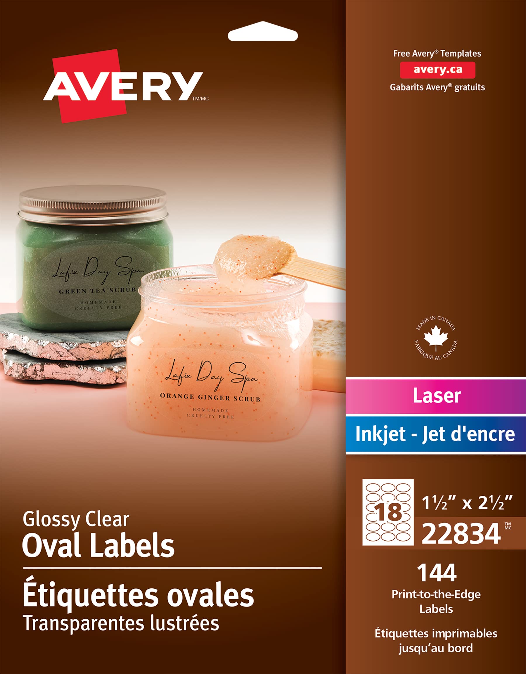 Avery Glossy Clear Oval Labels, 1½" x 2½" Oval Product Labels, for ...