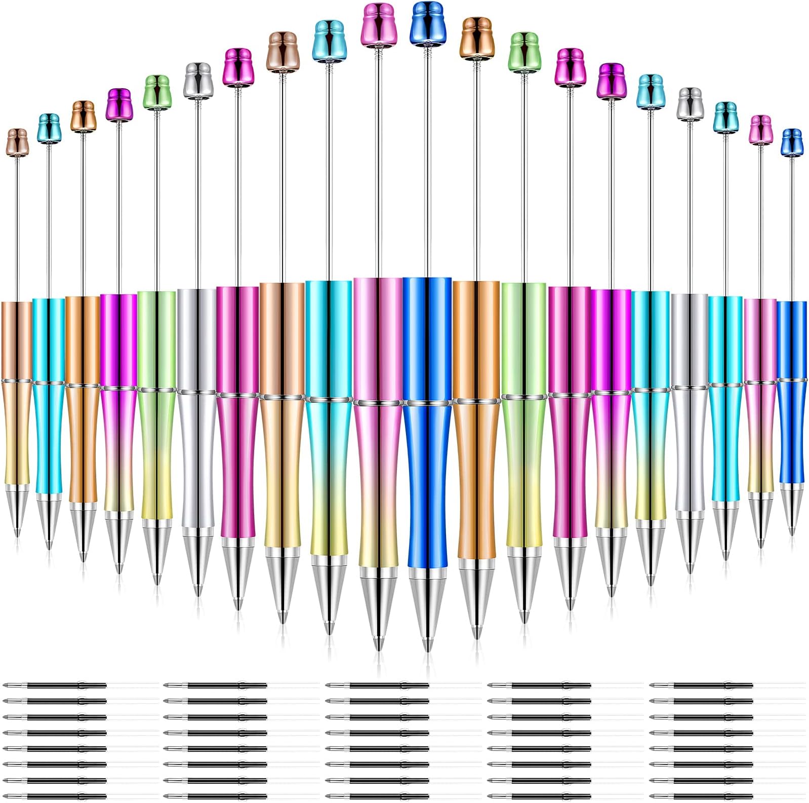 Amazon.com : Resurhang 30 Pcs Plastic Beadable Pens 2 in 1 Stylus Bead ...