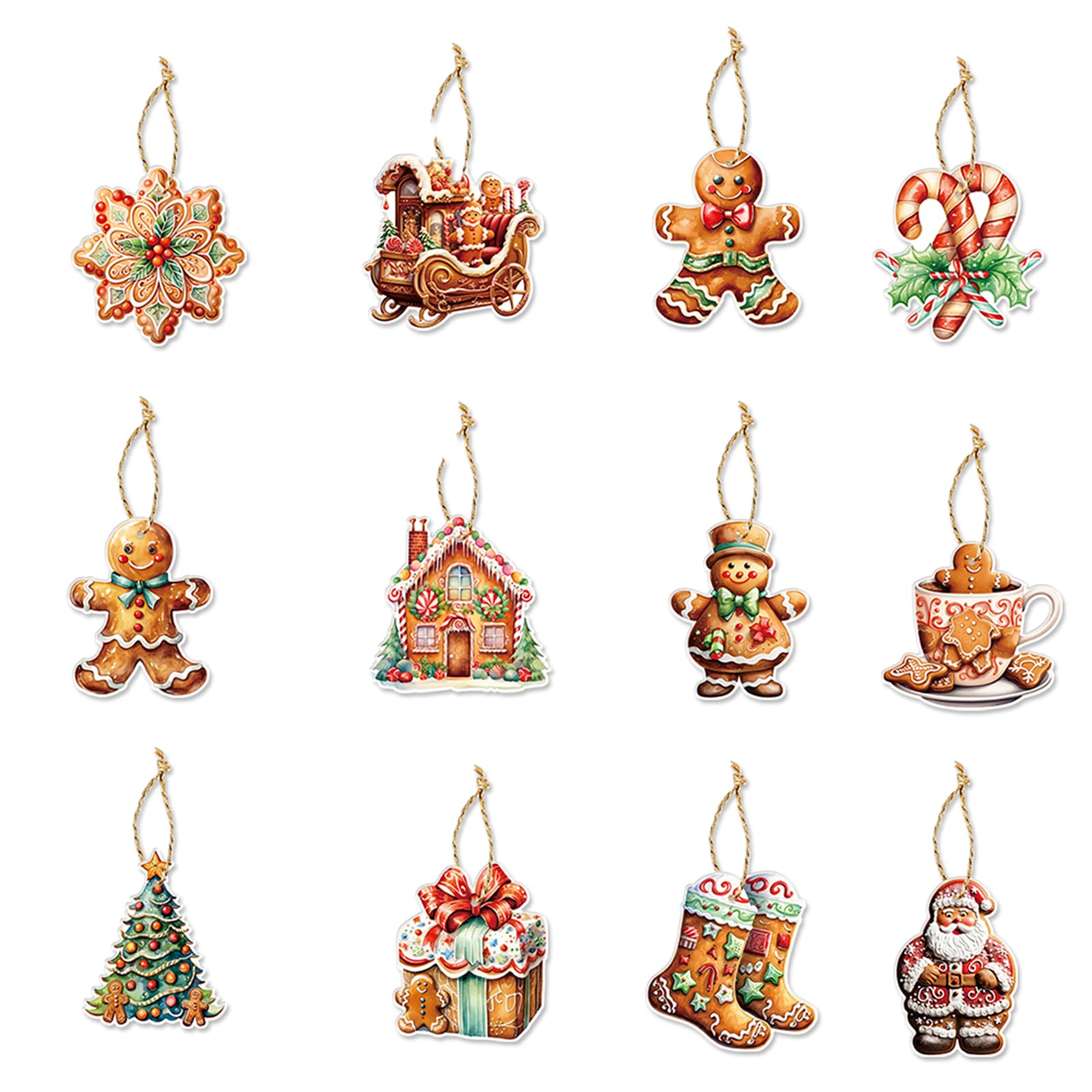 Amazon.com: 12 Pcs Christmas Gingerbread Ornament,2023 Year Vintage ...