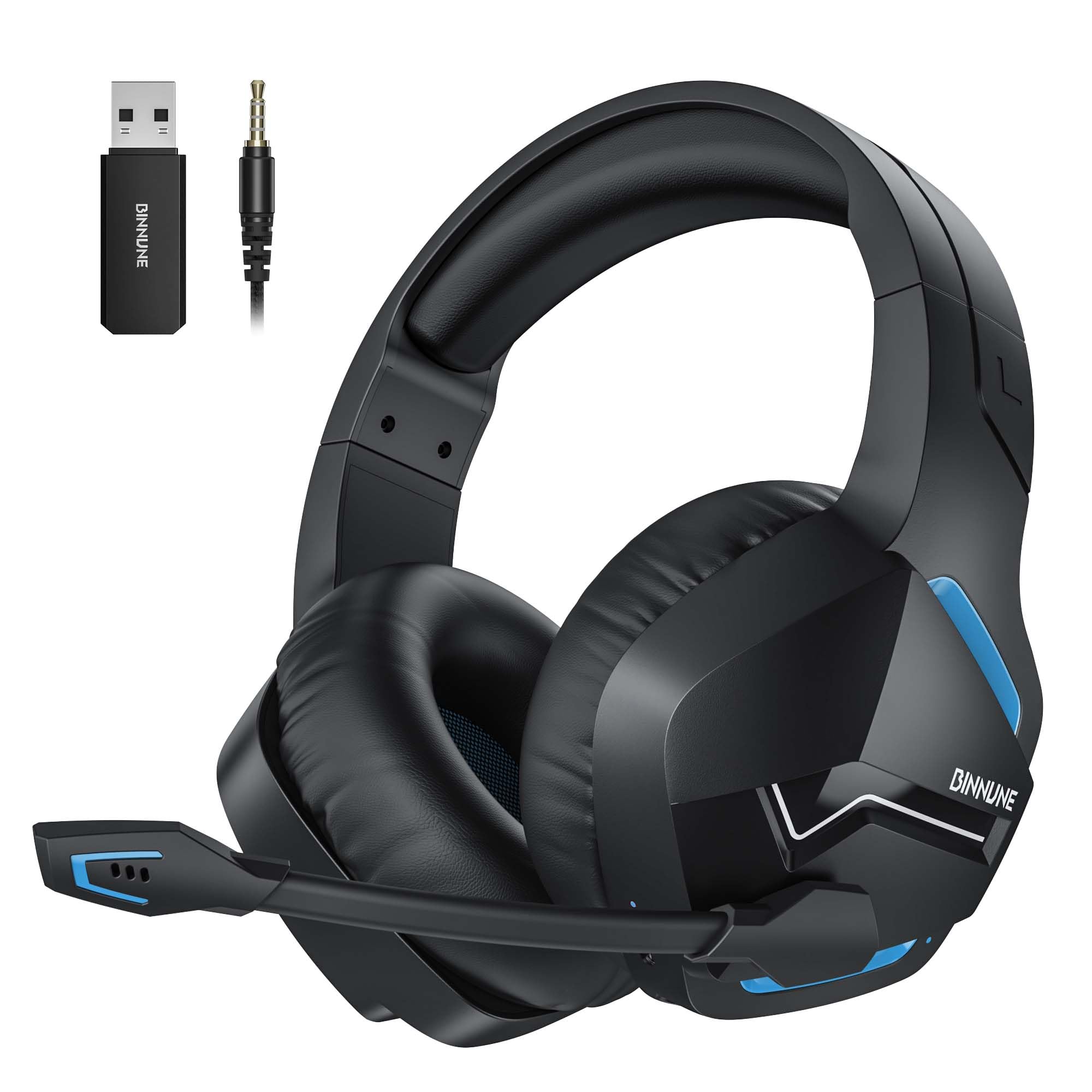 Amazon.com: BINNUNE 2.4GHz Wireless Gaming Headset with Microphone for ...