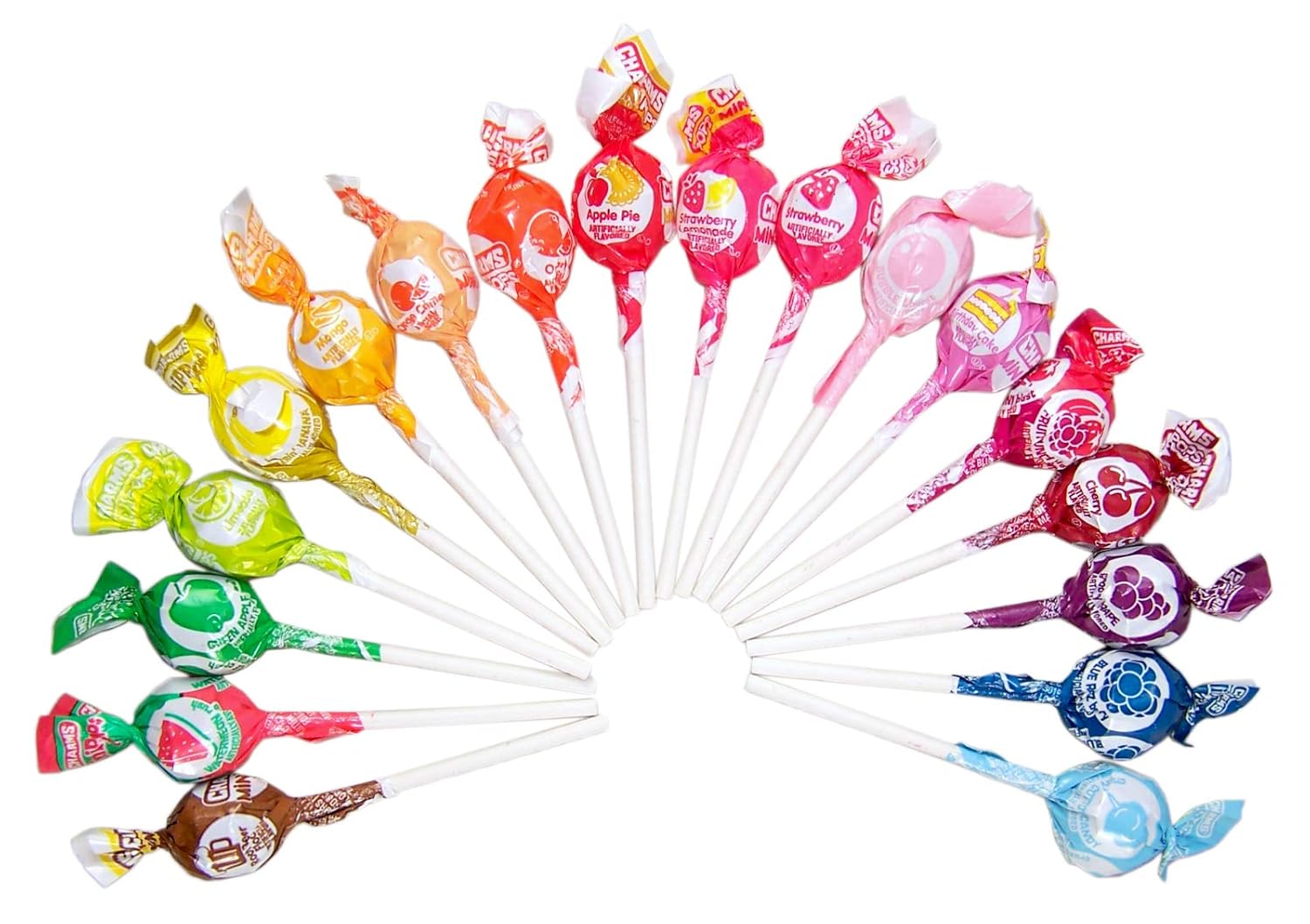 Amazon.com : Charms Minipops 18 Assorted Flavor Candy Lollipop Suckers ...