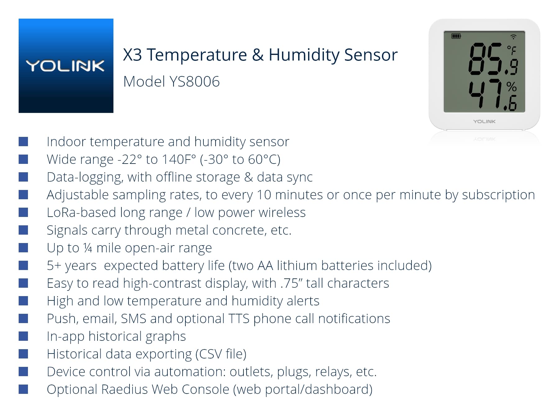 Snapklik.com : YoLink X3 Version Temperature & Humidity Sensor ...