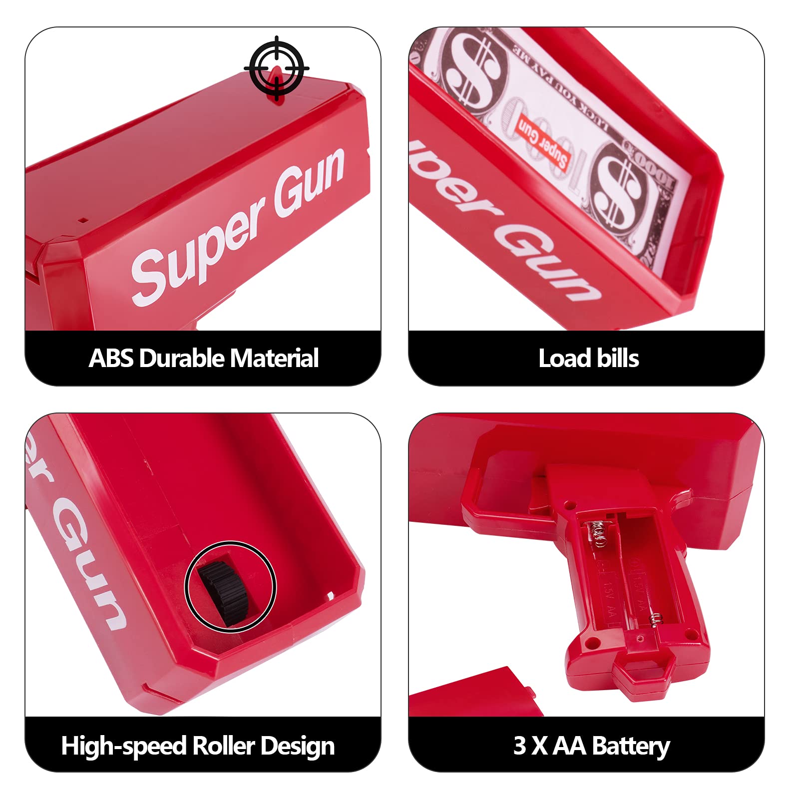 Buy LEOKKARR Red Money Gun Shooter, Toy Guns That Look Real, Prop Gun ...