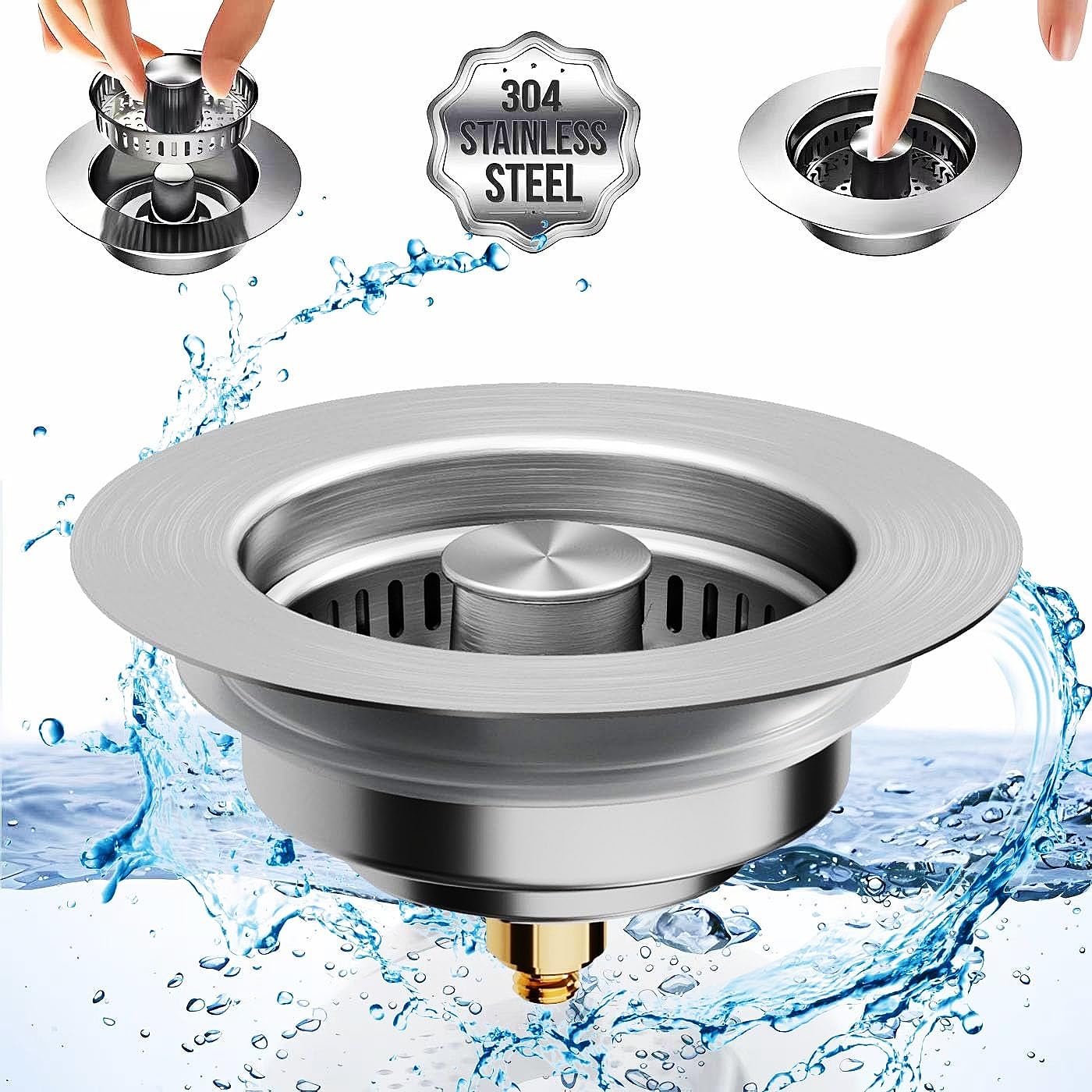 3 in 1 Kitchen Sink Drain Strainer,Universal Stainless Steel Kitchen ...