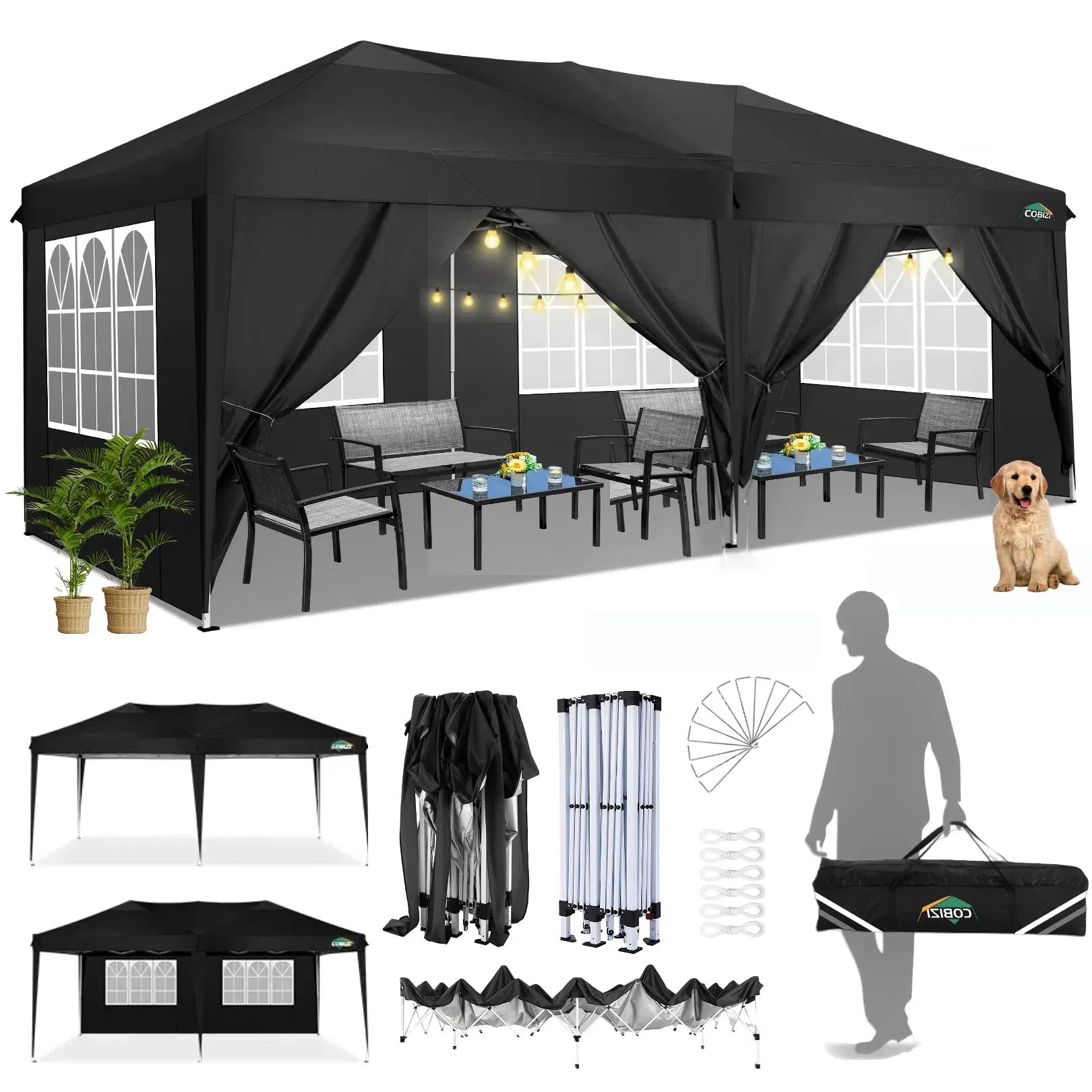 Amazon.de: COBIZI Faltpavillon 3x6 Pavillon 3x6 wasserdicht stabil ...