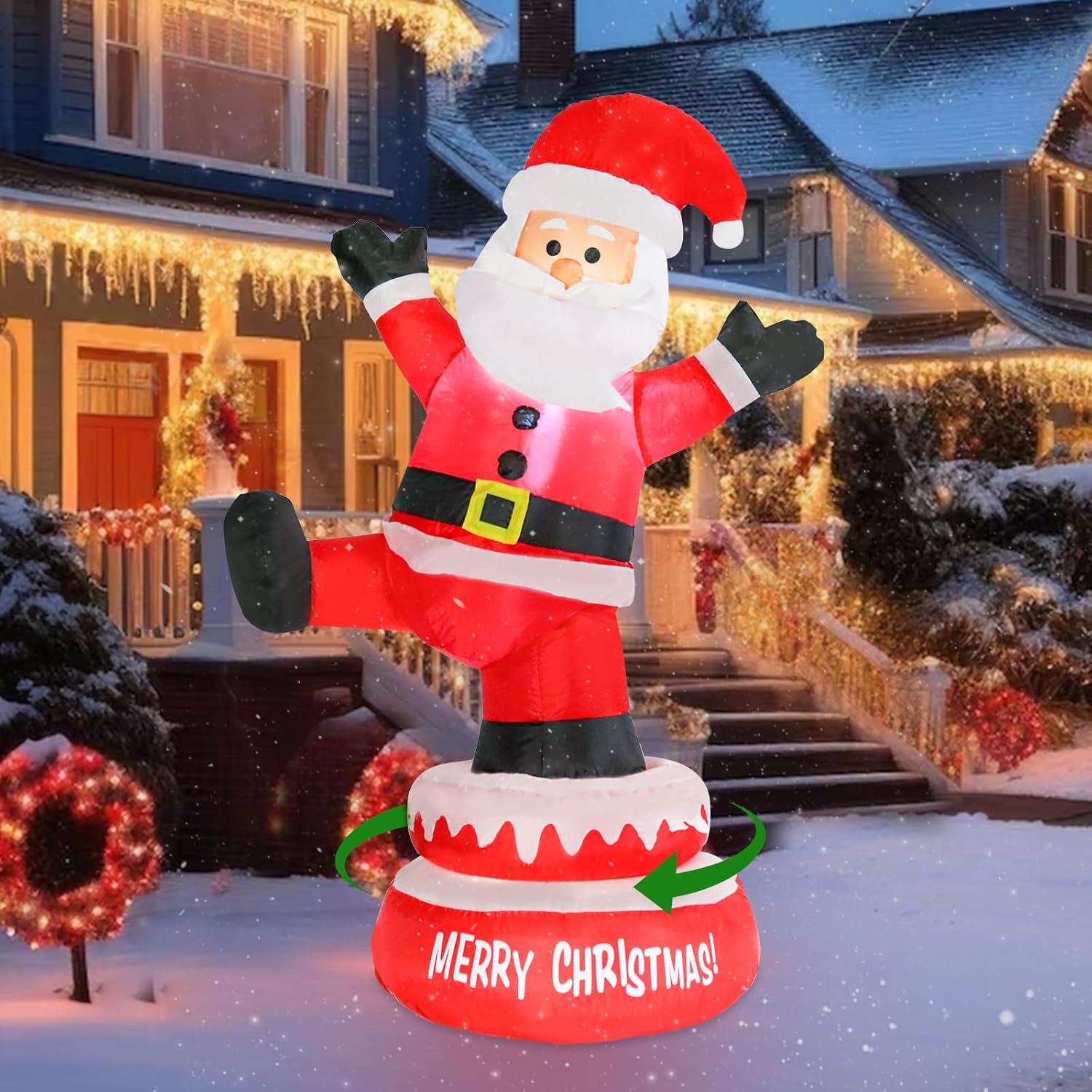 Amazon.com: Christmas Inflatable Outdoor Decorations - Rotated Santa ...