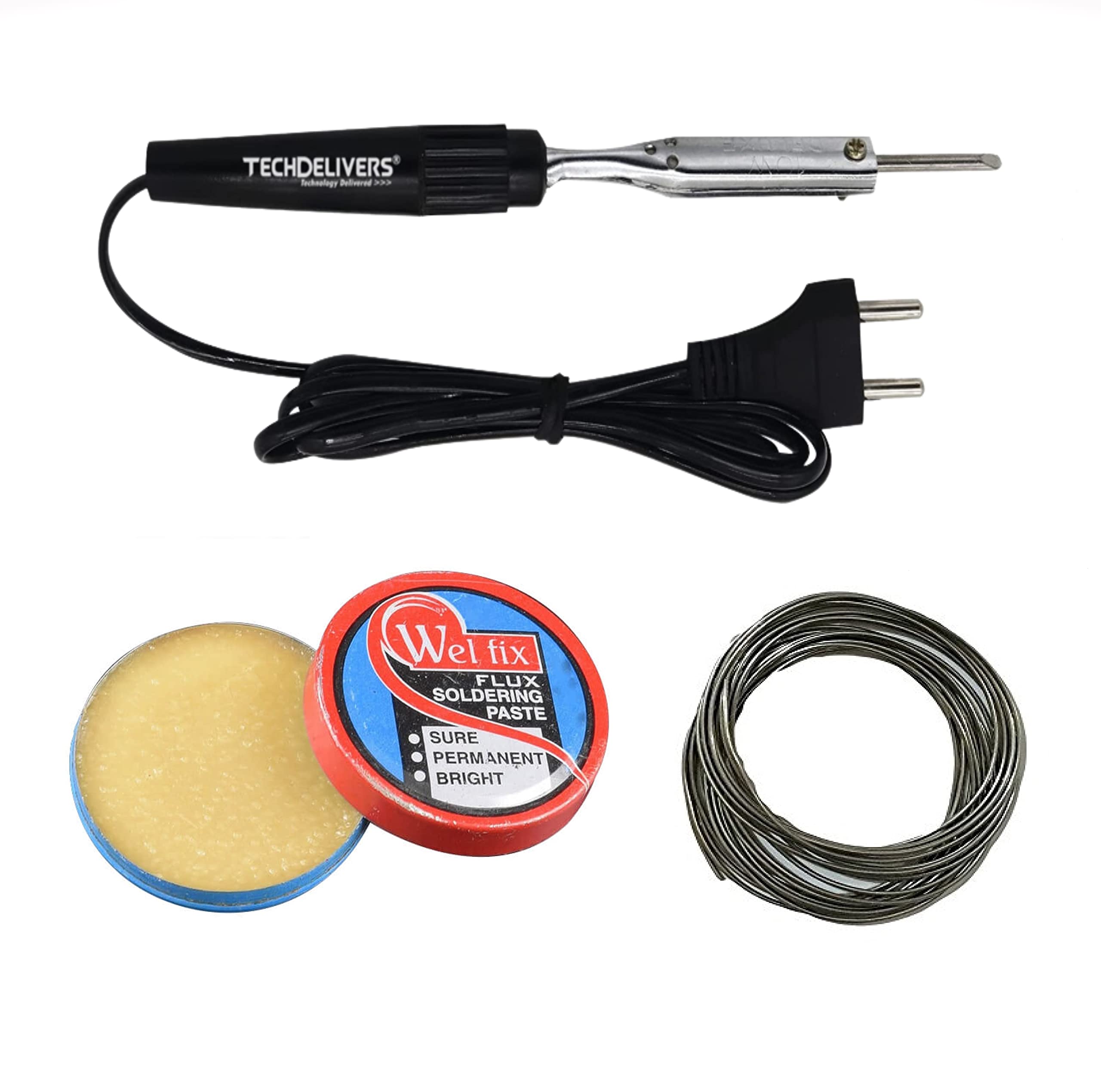 TECHDELIVERS® 10W Bakelite Handle Soldering Iron Kit 3 in one with ...