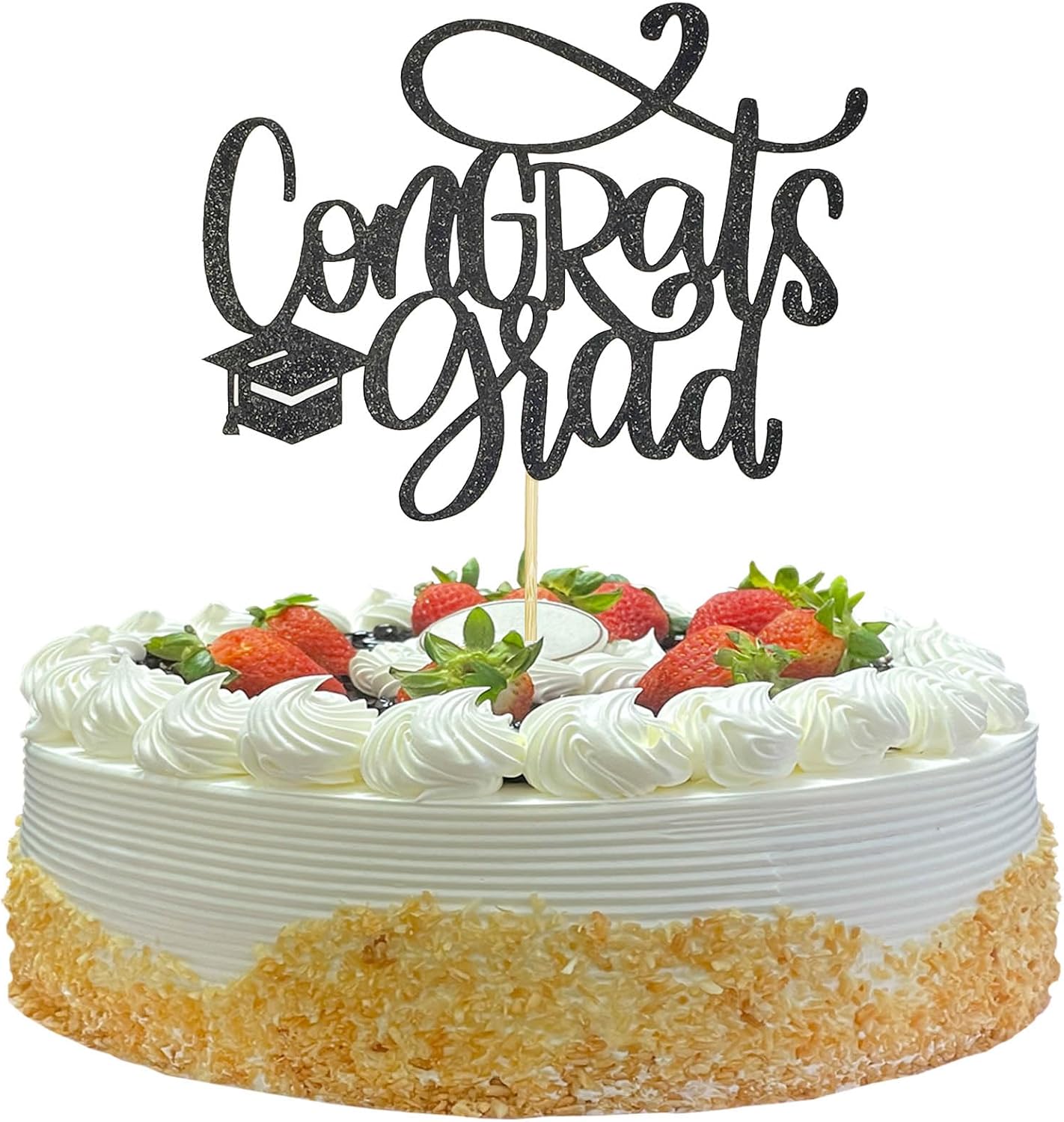 Amazon.com: OIXCMNJQ Black Glitter Congrats Grad Cake Topper - Class of ...