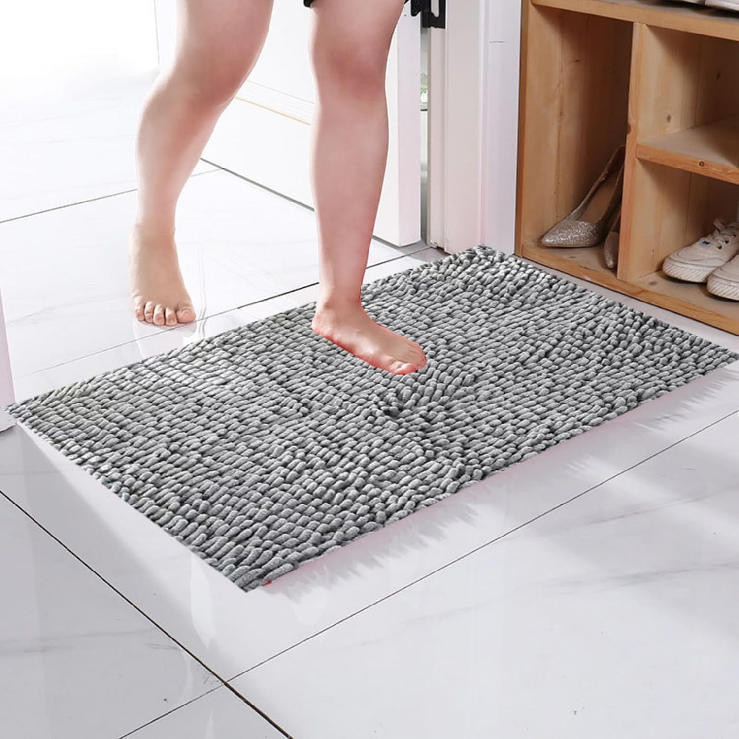Mateju Tapis de Bain Antidérapant en Chenille, Tapis de Douche ...