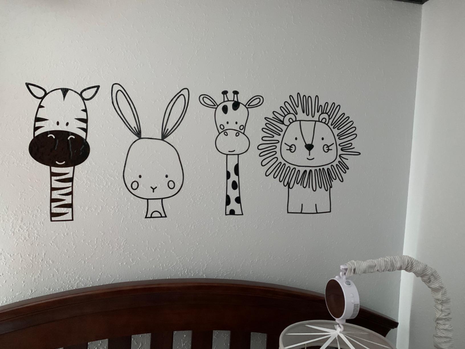 Amazon.com: Set of 4 Vinyl Wall Art Decal - Zebra Rabbit Giraffe Lion ...