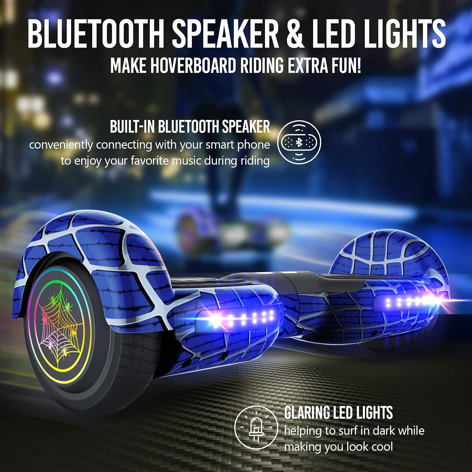 Outchoo Hoverboard with Spider Gift Box, Built-in Bluetooth Speaker, 6. ...