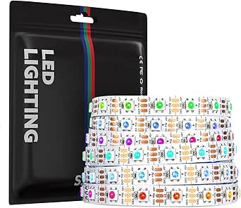 Amazon.com: SEZO WS2812B LED Strip Light 16.4FT 60Pixel/M 300LEDs DC5V ...