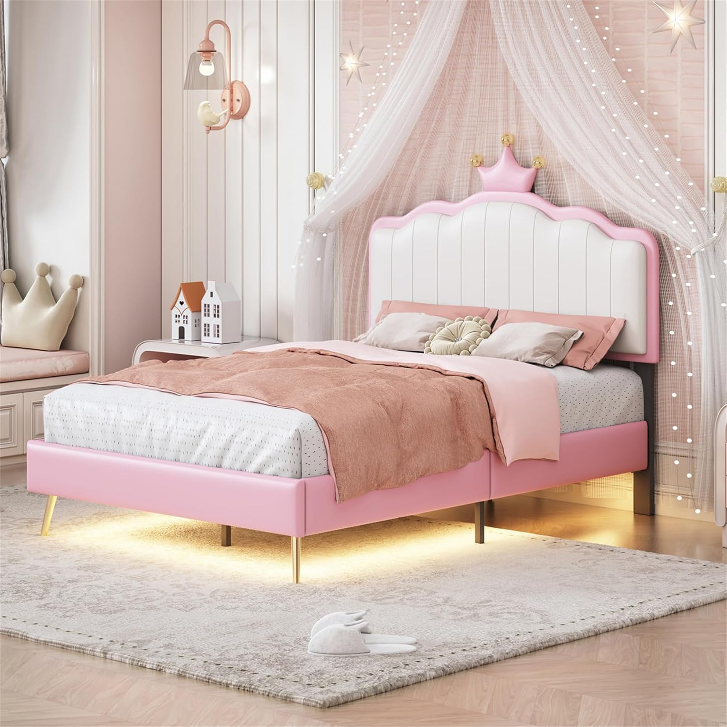 Amazon.com: Merax Girls Bed Frame Twin Size,Princess Platform Bed with ...