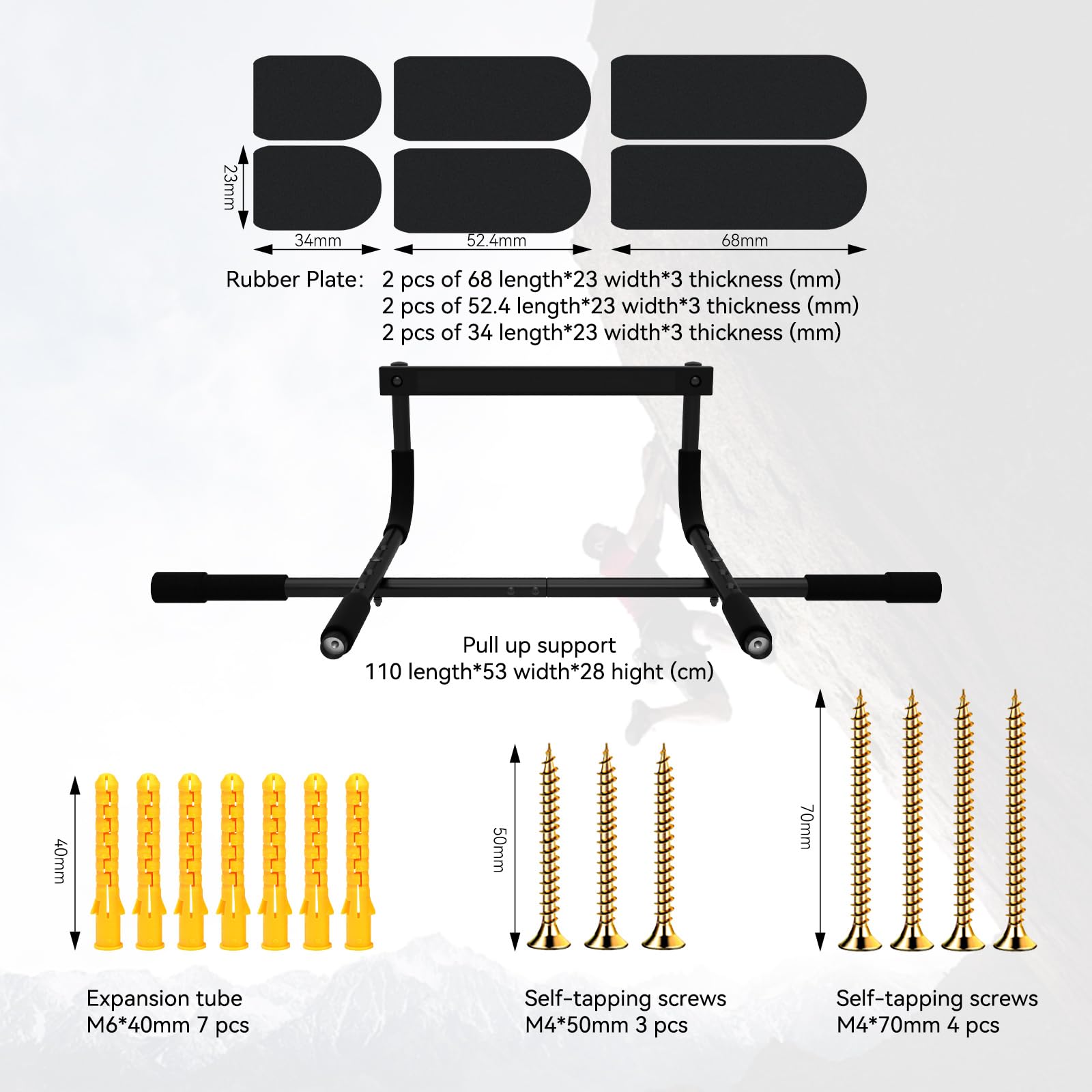 TWO STONES Hangboard Rock Climbing Hangboard with Door Way Pull Up Bar ...