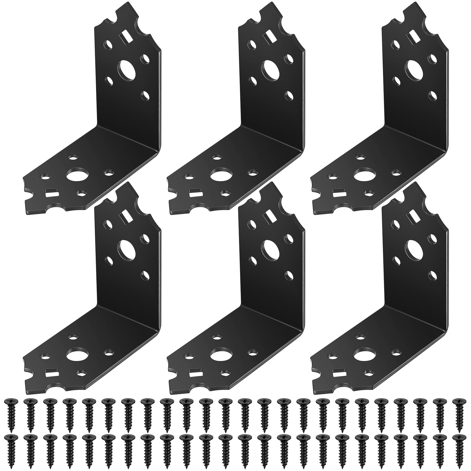 6 Pcs Angle Brackets for Wood, Heavy Duty L Corner Brackets, Retro ...