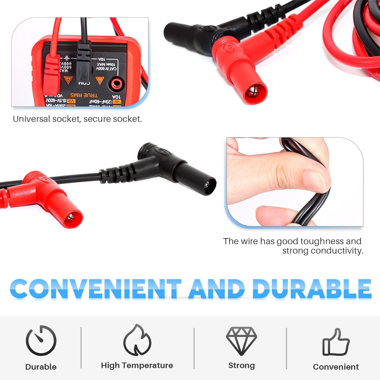 Snapklik.com : 1000V 20A Multimeter Test Leads, 4PCS Multimeter Probes ...