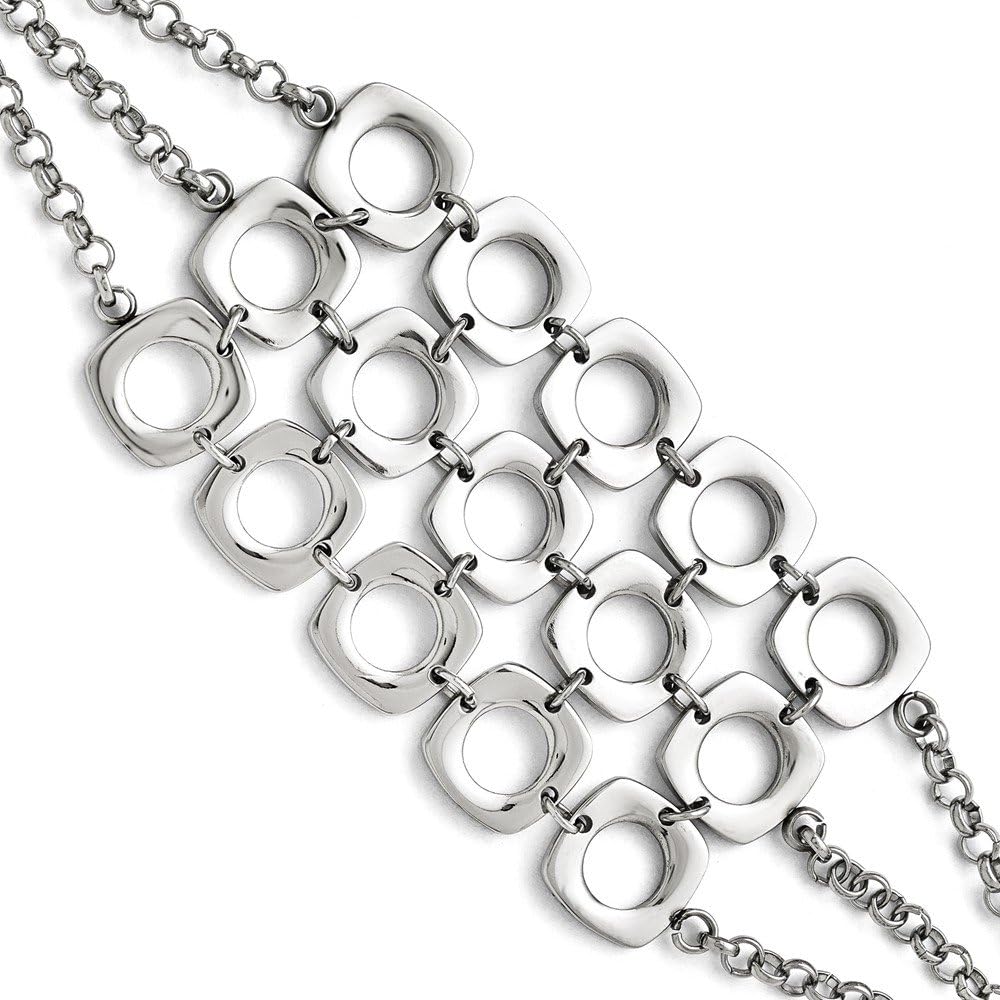 Amazon.com: Solid Stainless Steel Three Strand Square Toggle Bracelet 7 ...