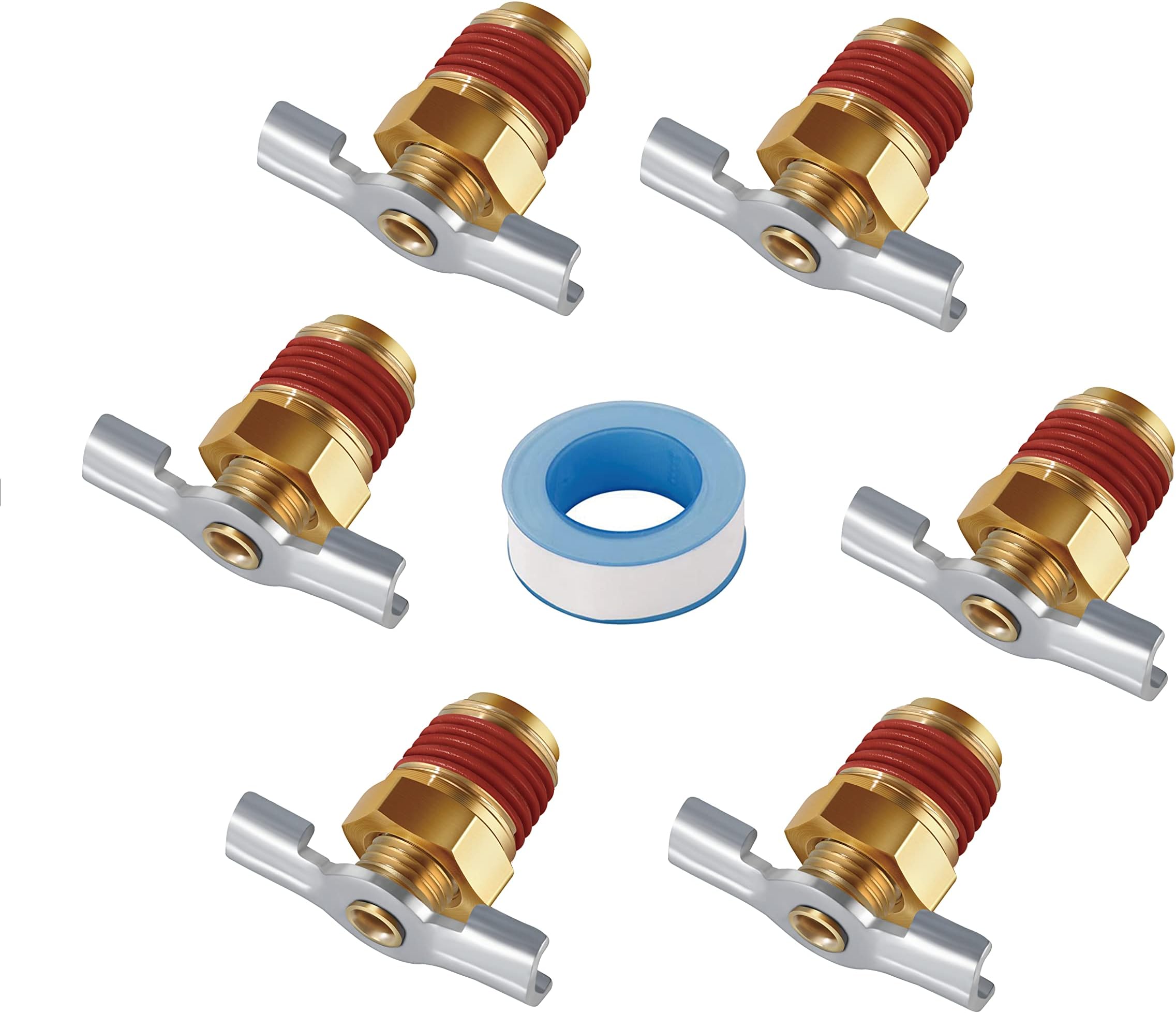 Amazon.com: 6Pc Drainage Valve with Wing Nut Handle, 1/4 NPT Inlet ...