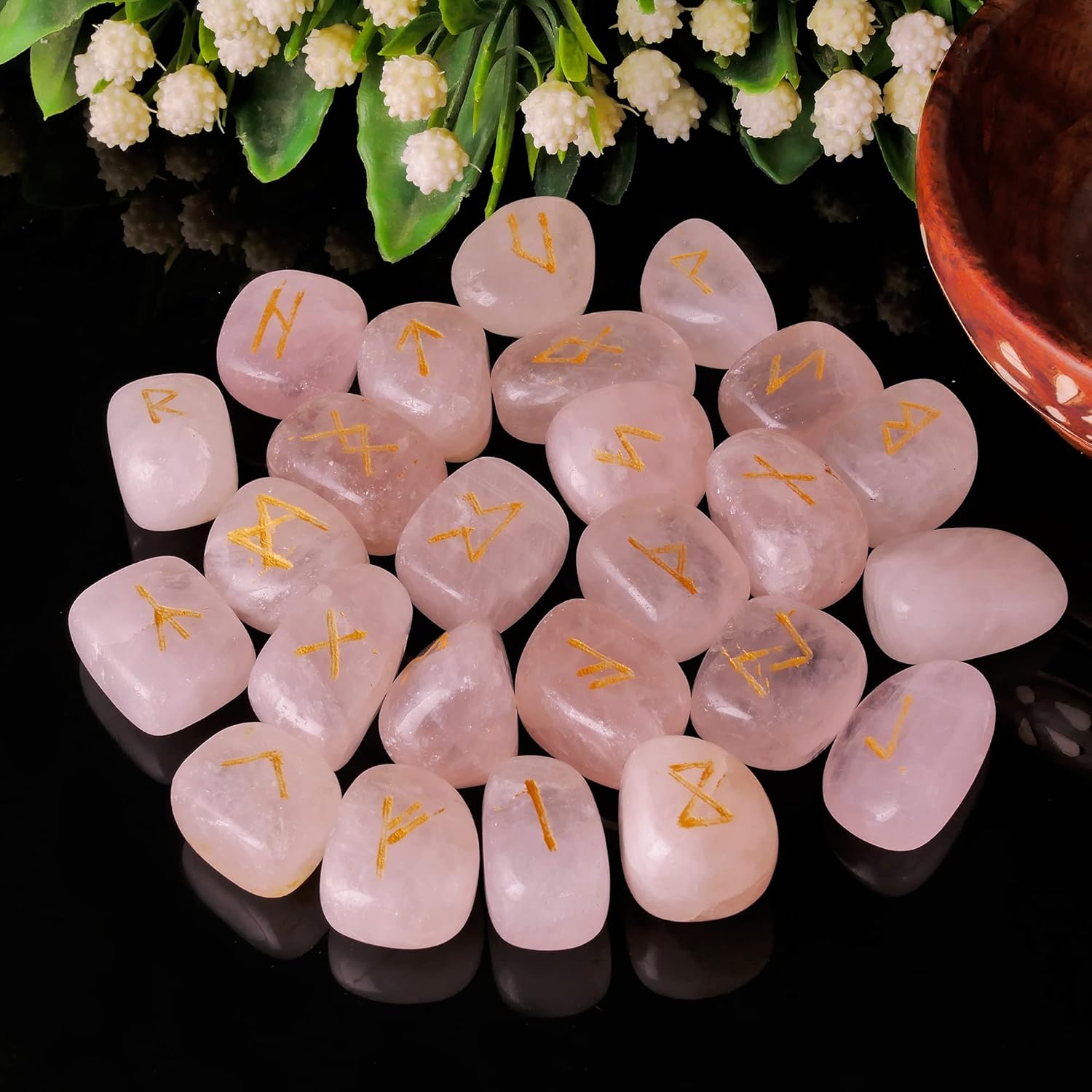 Amazon.com: Rose Quartz Rune Stone with Book - Crystals and Healing ...