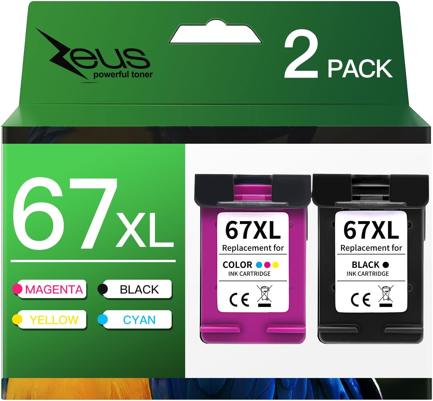 Amazon.com: ZEUS POWERFUL TONER Ink Cartridges Replacement for HP 67XL ...
