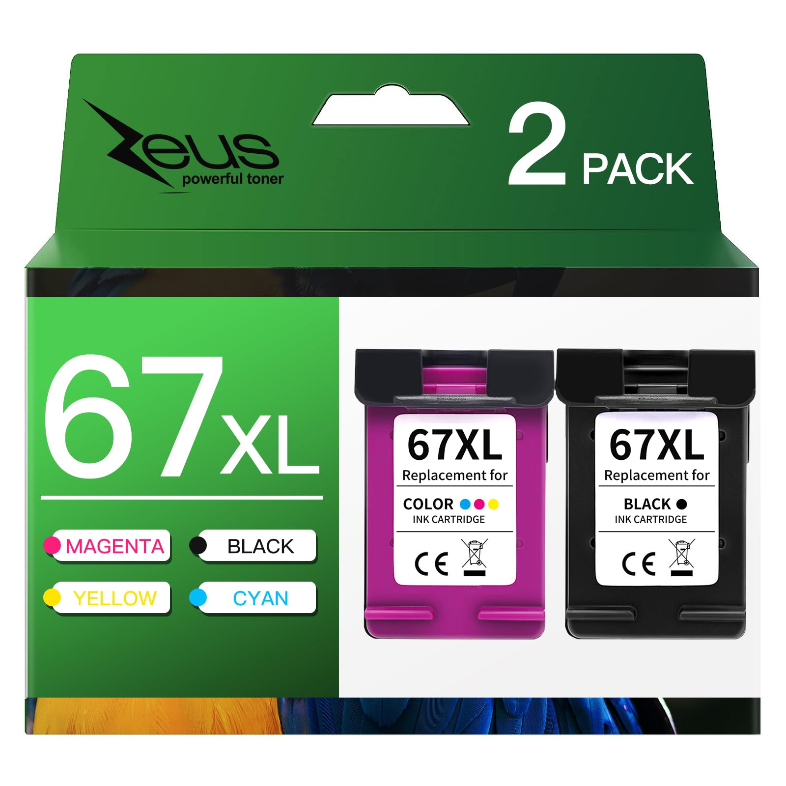 Amazon.com: ZEUS POWERFUL TONER Ink Cartridges Replacement for HP 67XL ...