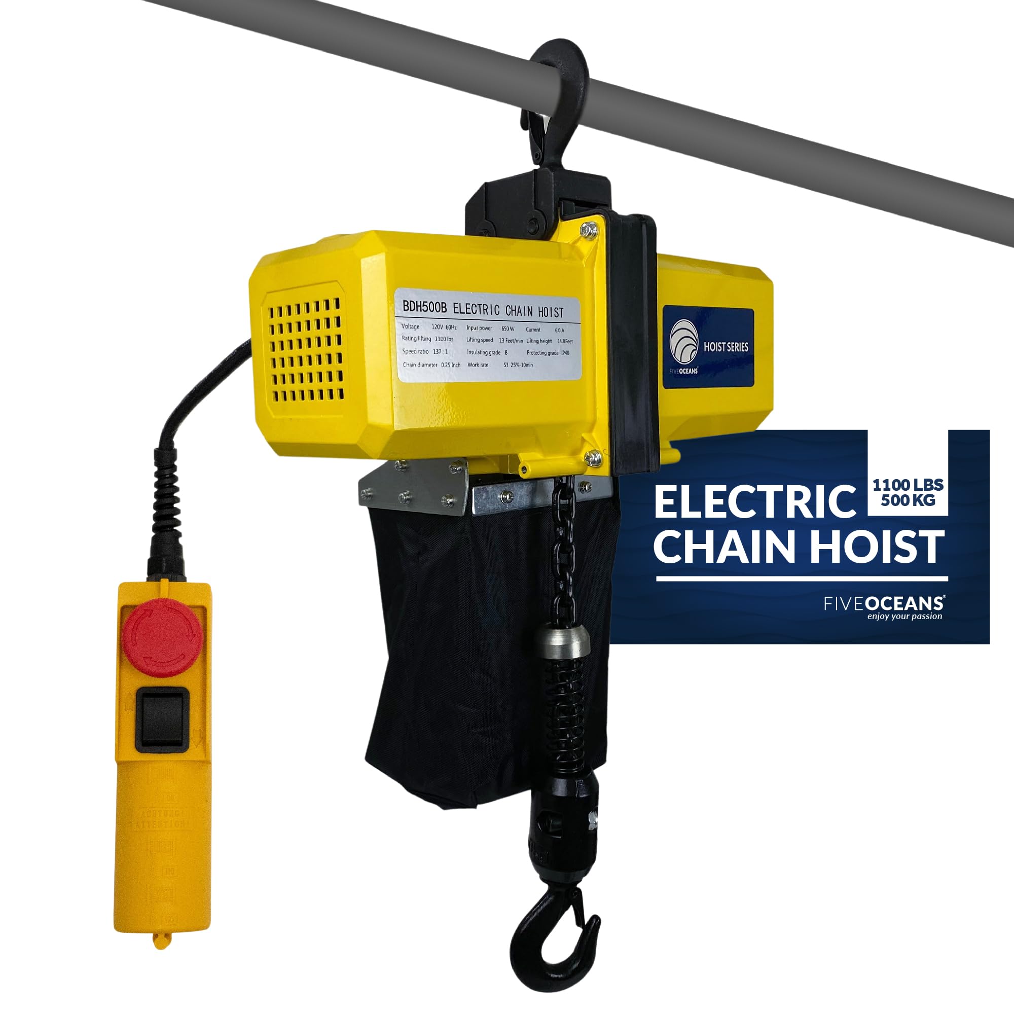 Buy Five Oceans FO4335 1100LBS / 500KG Electric Chain Hoist Single ...