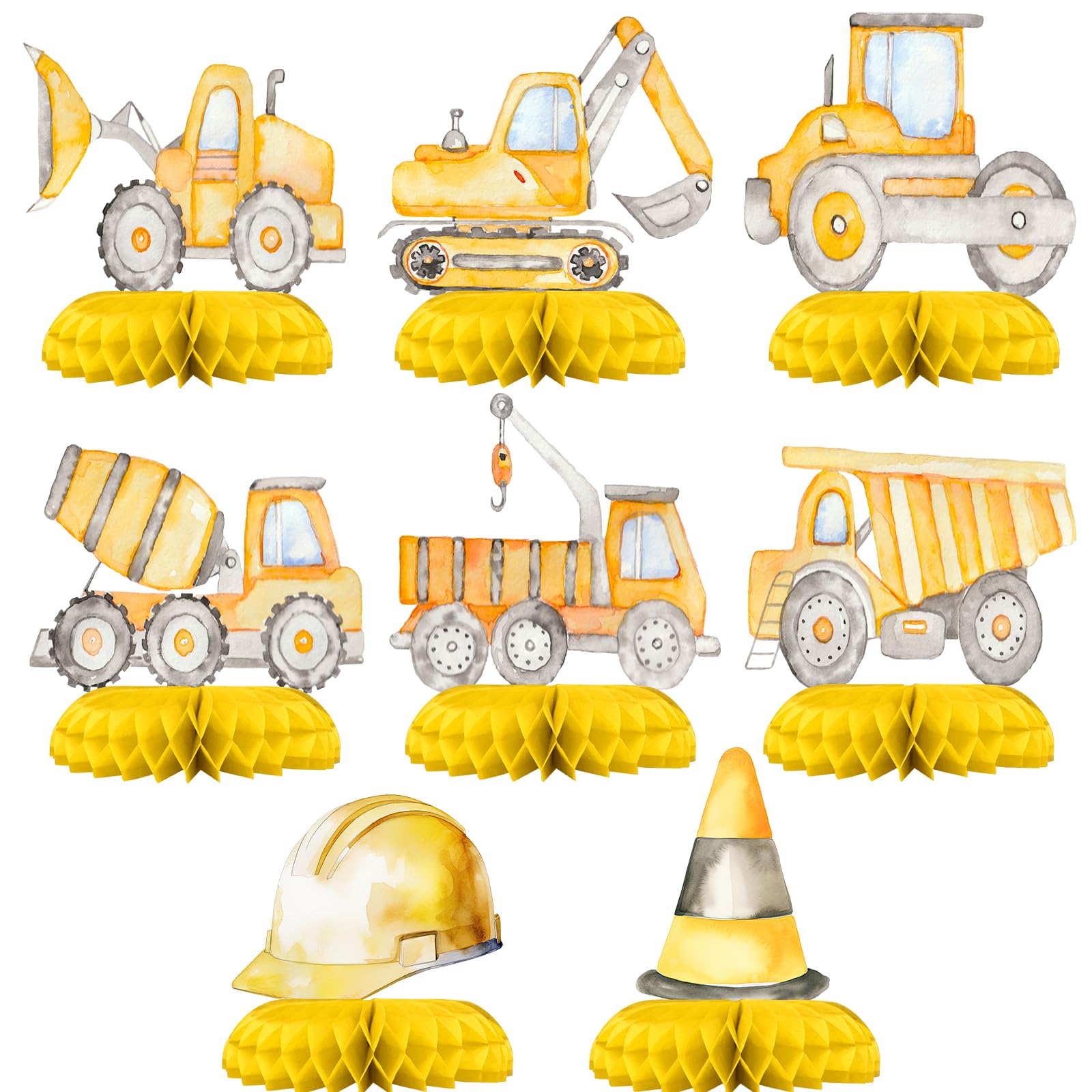 Amazon.com: 8 Pack Construction Party Honeycomb Centerpieces for Kids ...