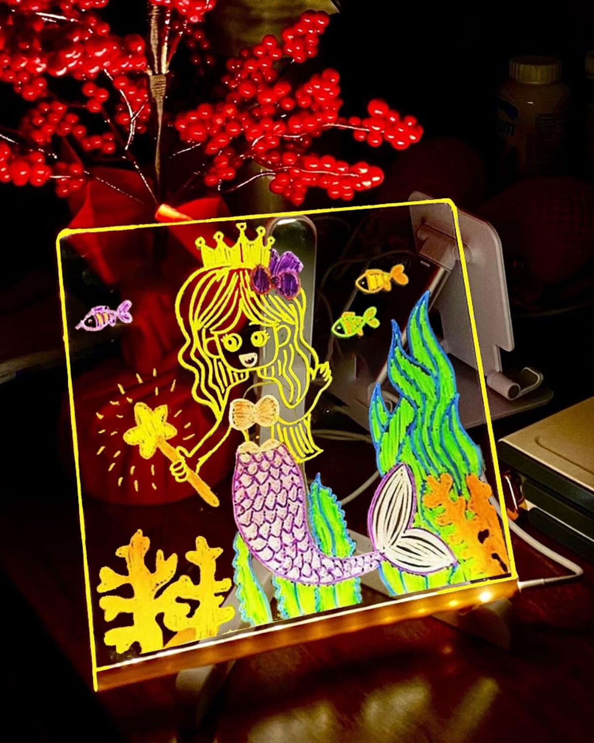 Amazon.com : LED Note Board with Colors, Glowing Acrylic Message Board ...