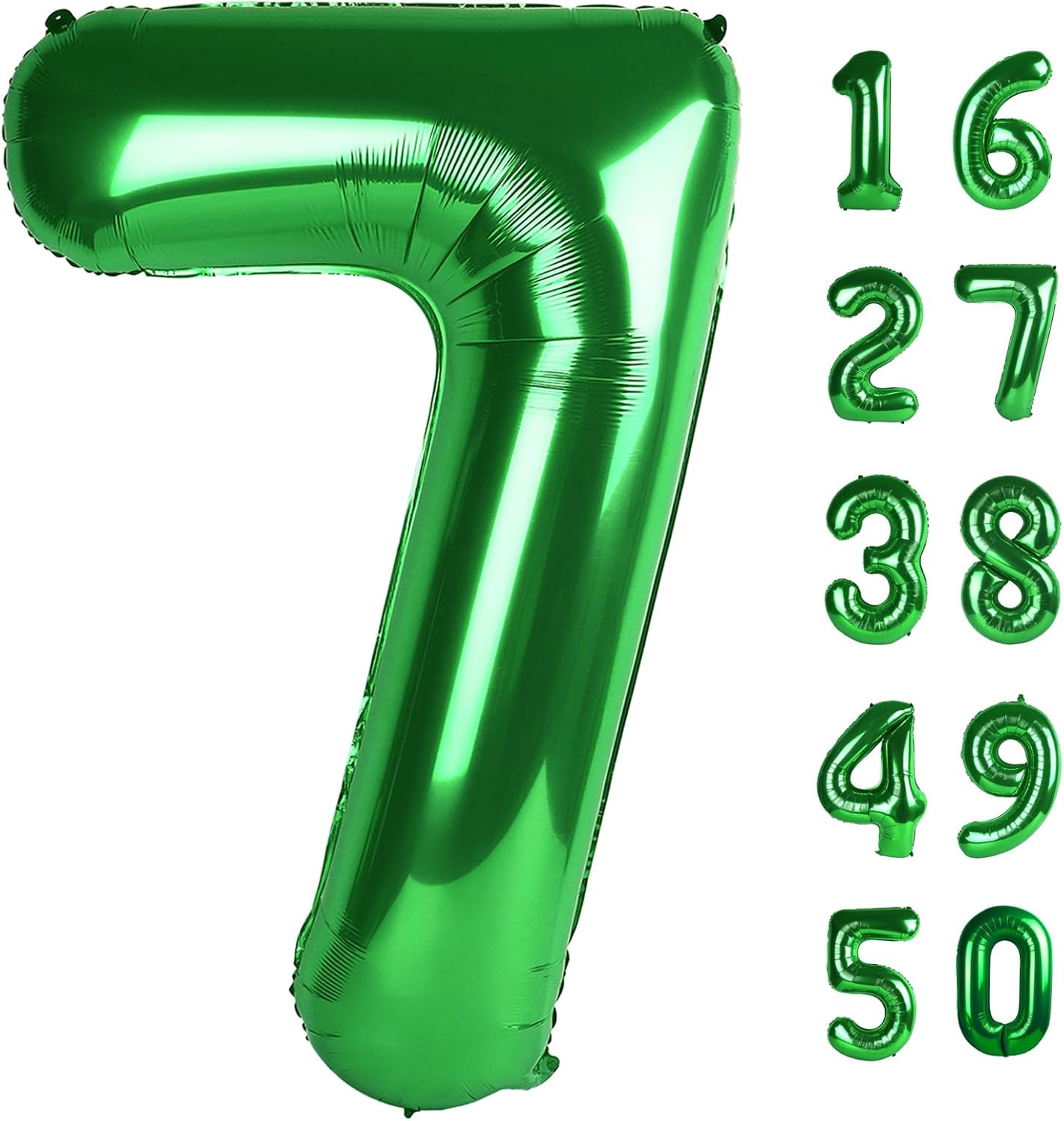 Amazon.com: 40 Inch Green Large 7 Number Balloons Dark Green, Big Foil ...