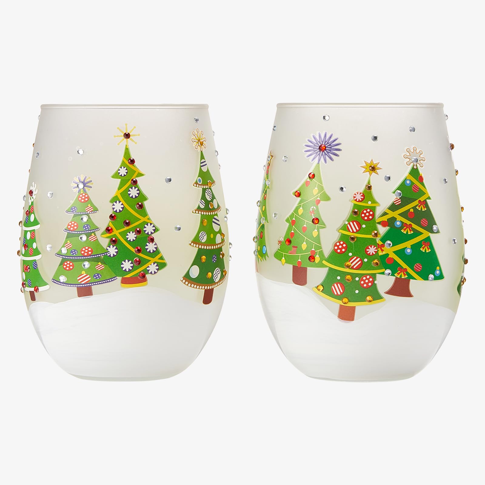 Amazon.com: Christmas Tree Holiday Themed Wine & Water Glasses - Set of ...