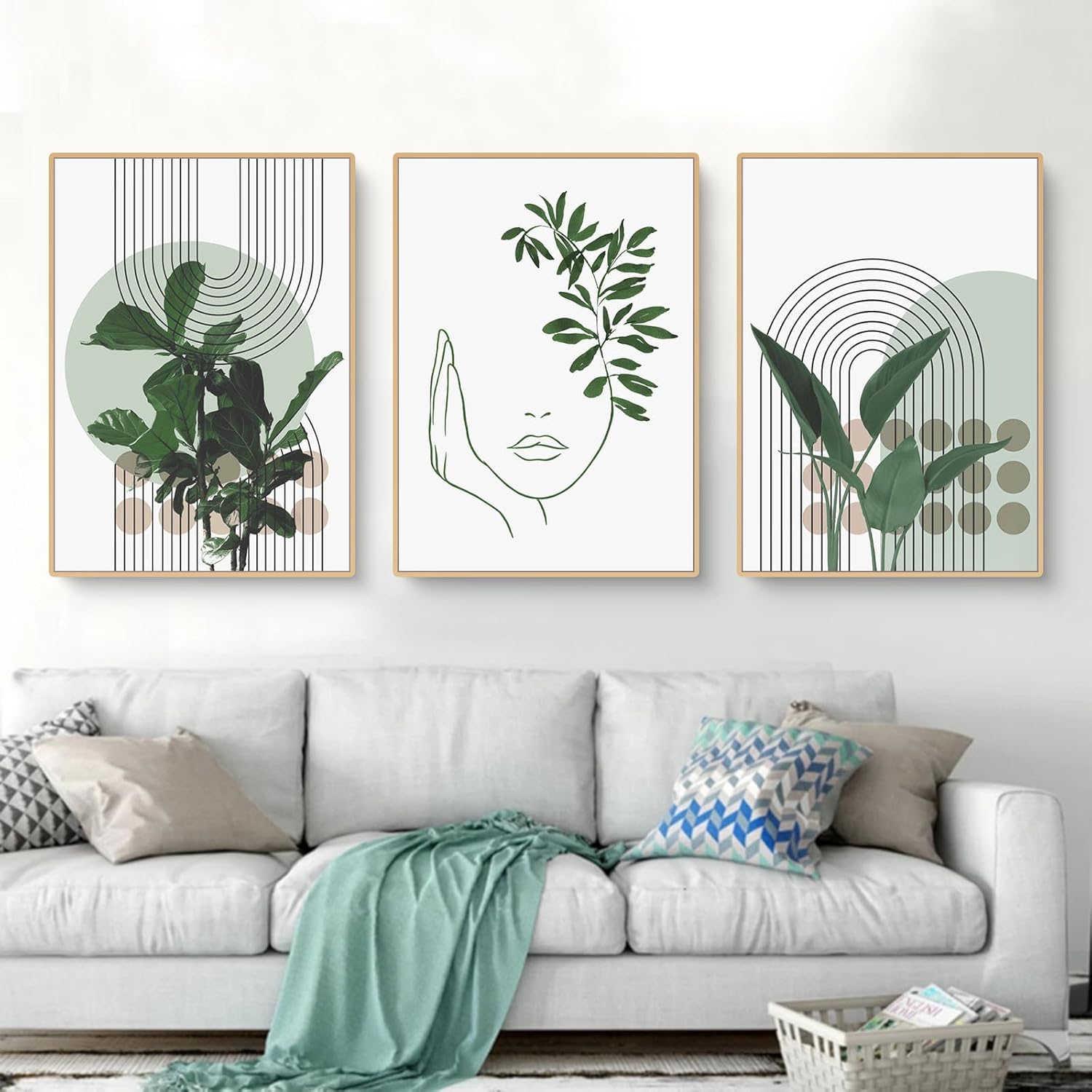 Amazon.de: EXQUILEG 3er Boho Poster Set, Moderne Premium Poster Set, Grüne Blätter Pflanze ...