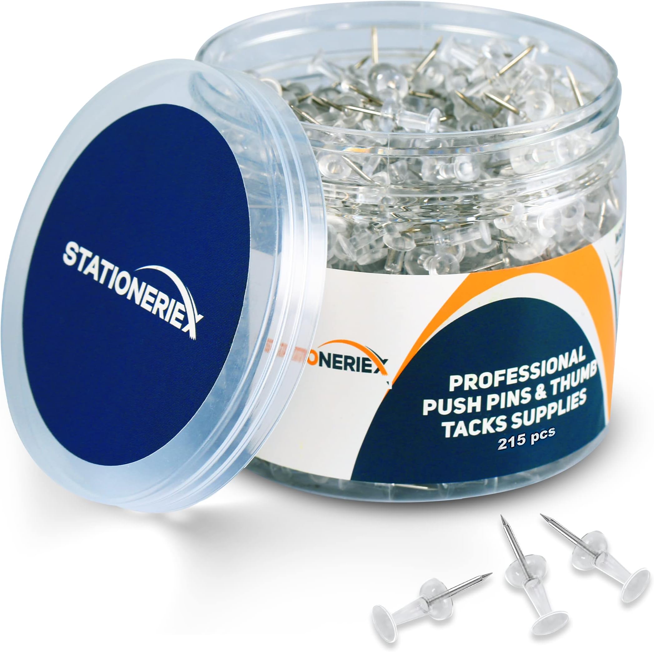 Amazon.com : U Brands Push Pins, Clear Plastic Head Thumbtacks, Steel ...