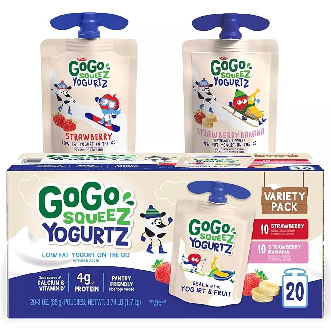 Amazon.com: GOGO SQUEEZ GoGo Squeez Yogurtz Strawberry & Strawberry ...