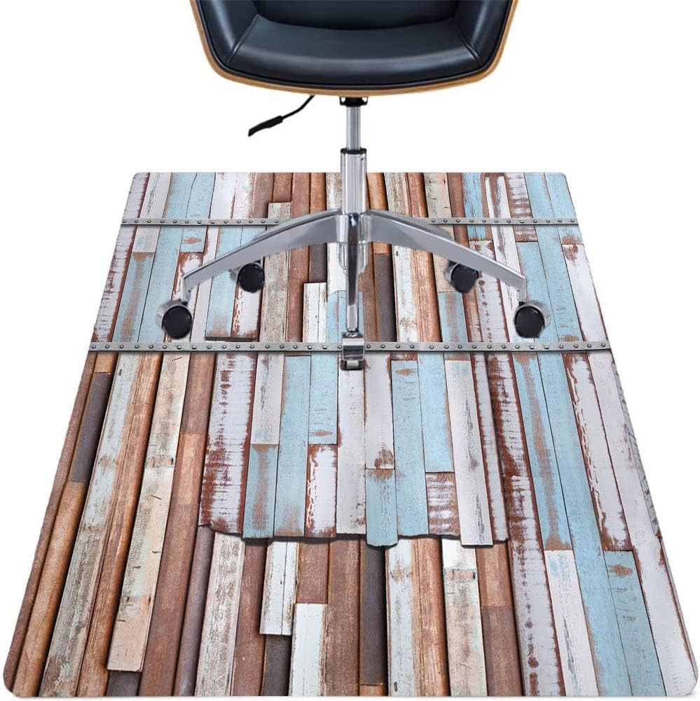 Amazon.com : Rustic Desk Chair Mat, Nautical Concept Long Wooden Planks ...