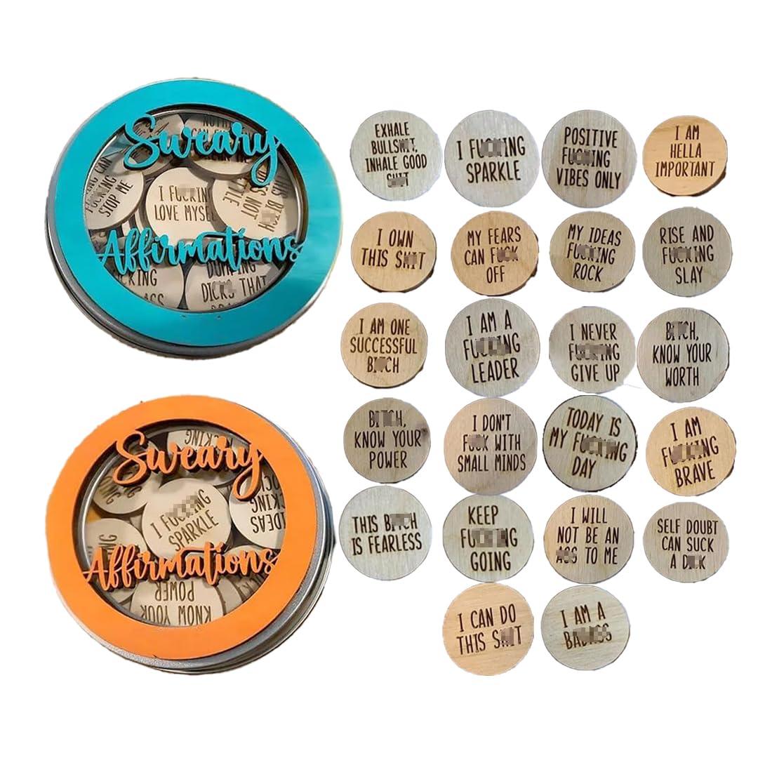2 Box Mini Sweary Affirmation Discs - 44 Pcs Motivational Statement ...