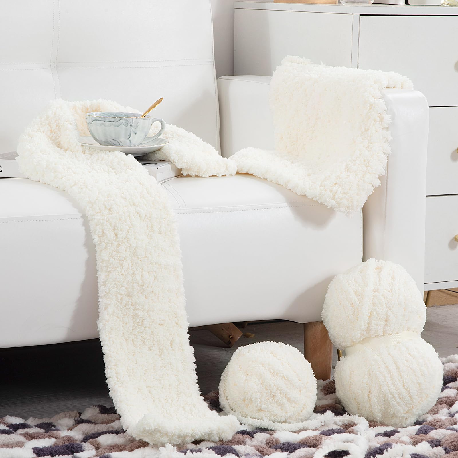 Snapklik.com : HOMBYS Soft Sheepy Cotton Tail Yarn,Fluffy Plush Faux ...