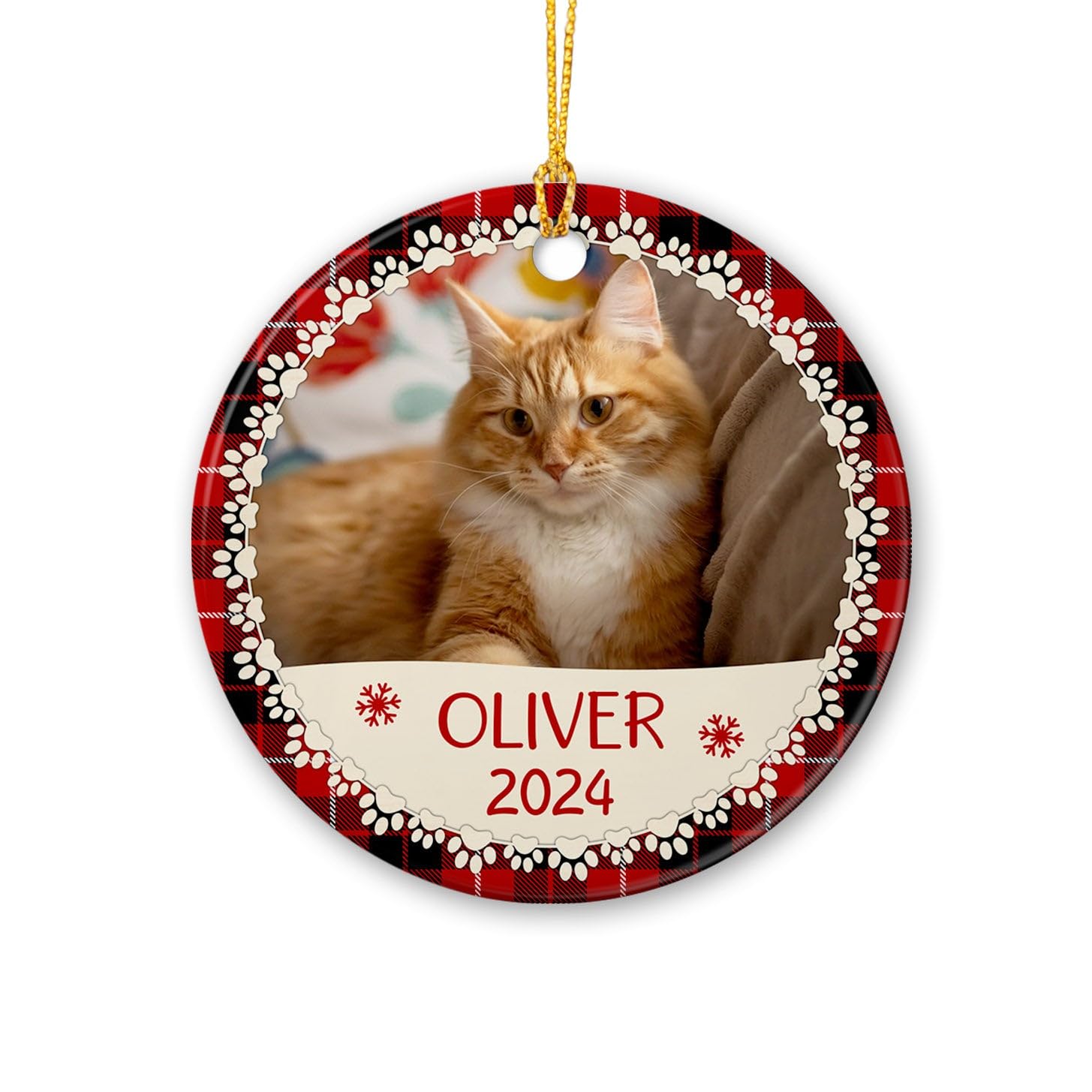 Amazon.com: Custom Cat Photo Frame Christmas Ceramic Ornament 2024 ...