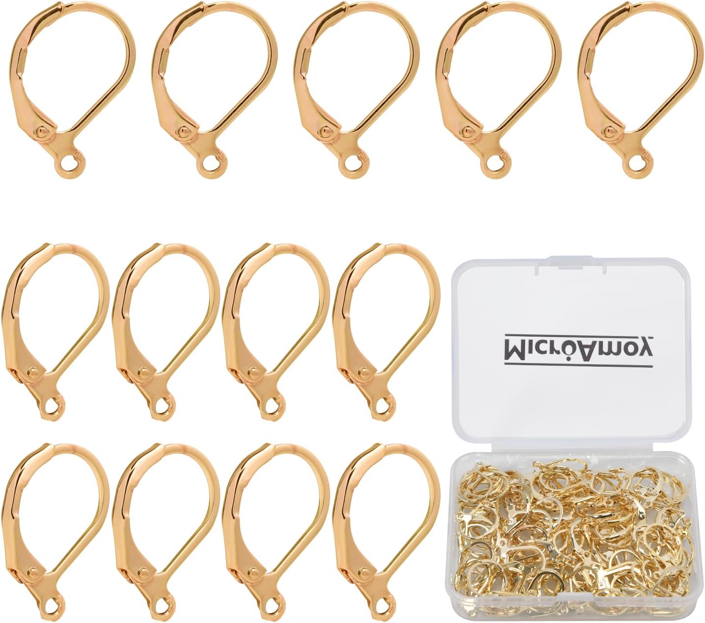 Amazon.com: MICROAMOY 100Pcs 14K Gold Filled Leverback Earwires French Earring Hooks ...