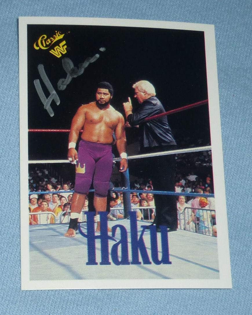 King Haku Signed 1990 Classic WWF WWE Card 135 The Islanders Wrestling ...