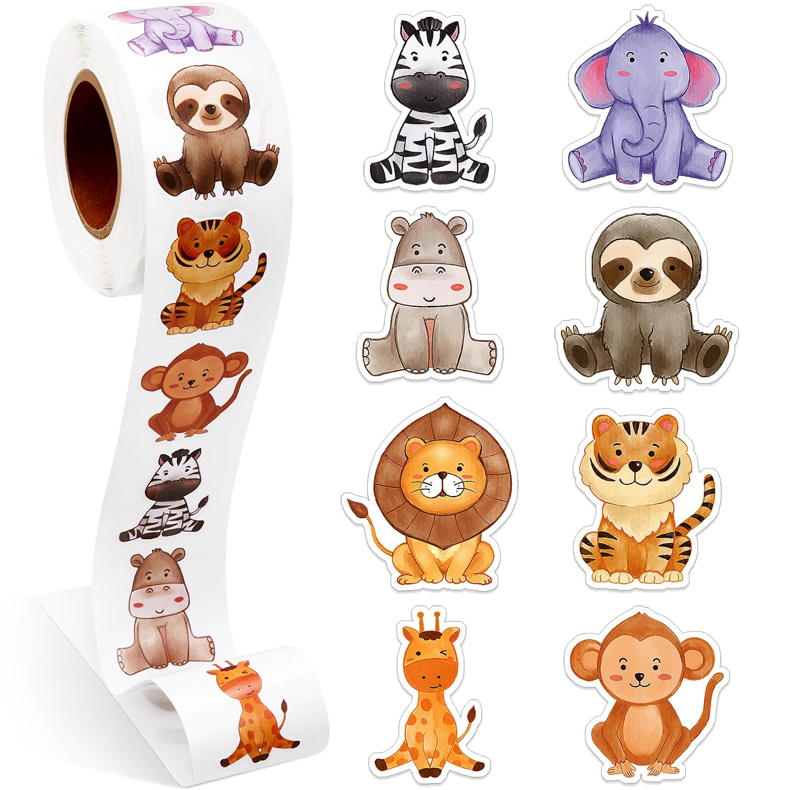 Amazon.com: Qeeenar 1 Roll Animal Stickers Reward Stickers Cute Animal ...
