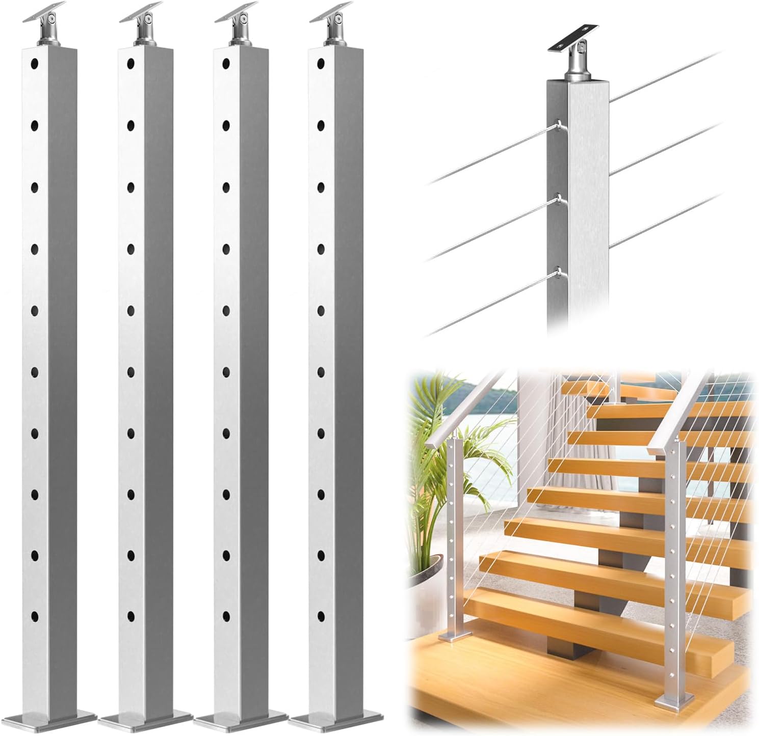 Muzata 2Pack Vertical Pivot Connector Handrail HA23 BNP with Corner ...