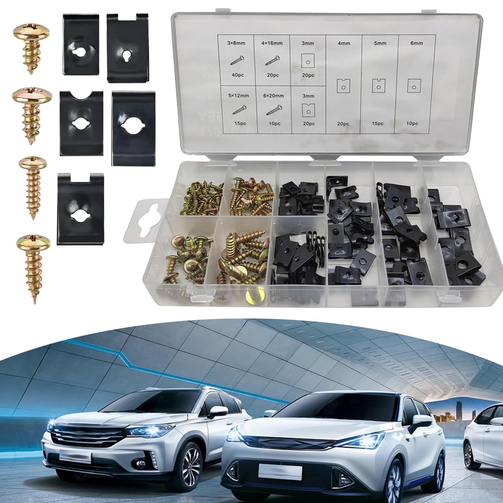 Snapklik.com : Crynod 170 PCS Automobile Screw U-Shaped Clamp ...