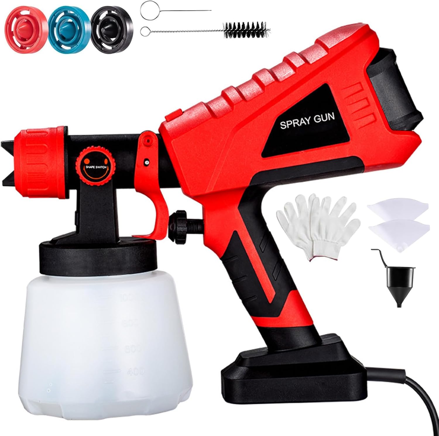 perforlld Paint Sprayer, 600W High Power HVLP Electric Spray Gun with 3 ...