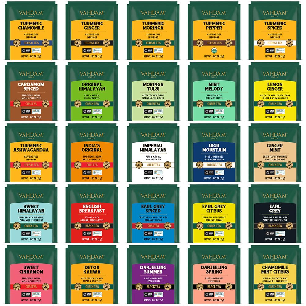 Amazon.com: VAHDAM, Premium Assorted Tea Sampler Box (50 Count ...