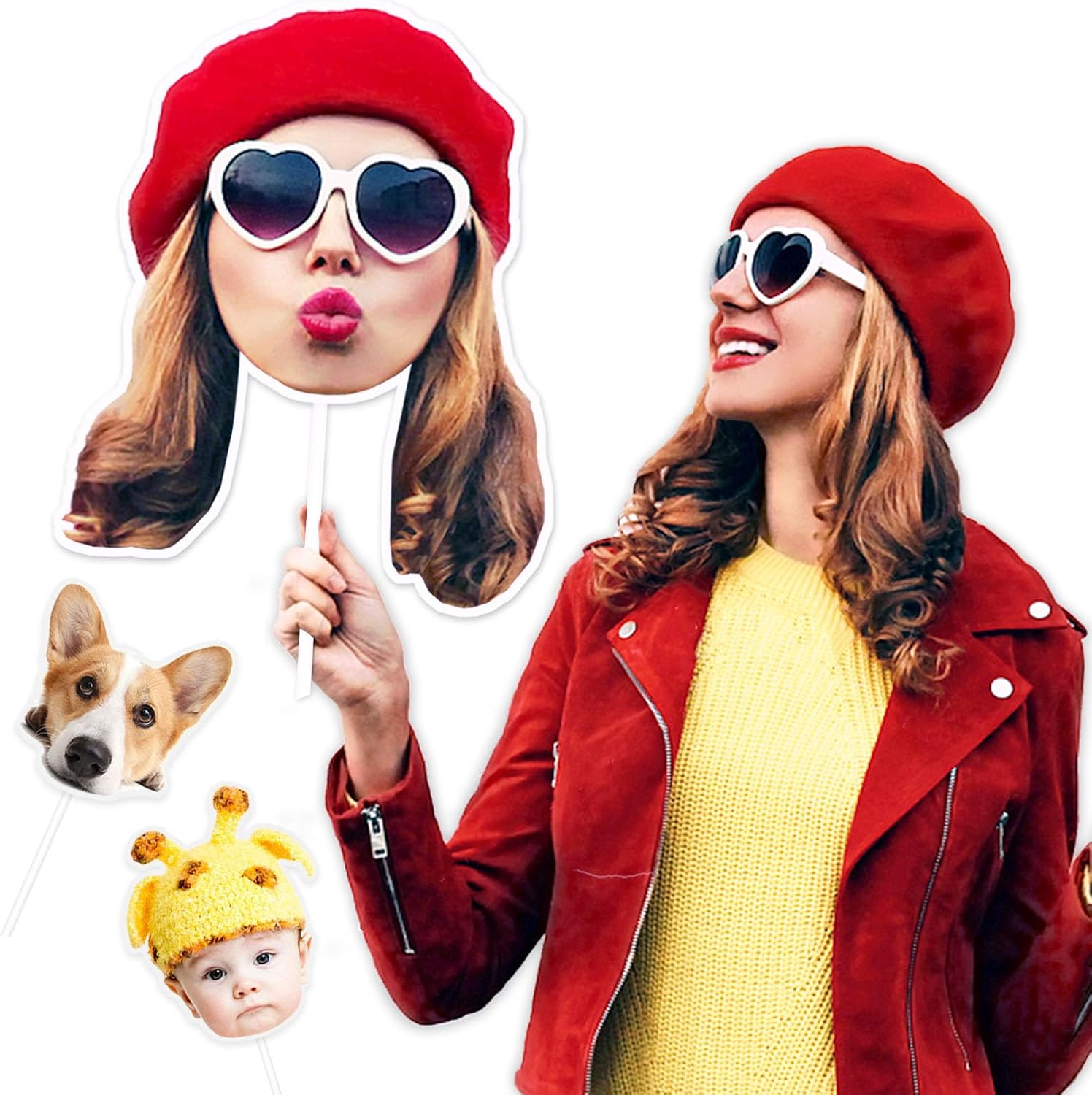 Amazon.com: Head Cutouts on a Stick Custom Face Cut Out Photo Prop ...