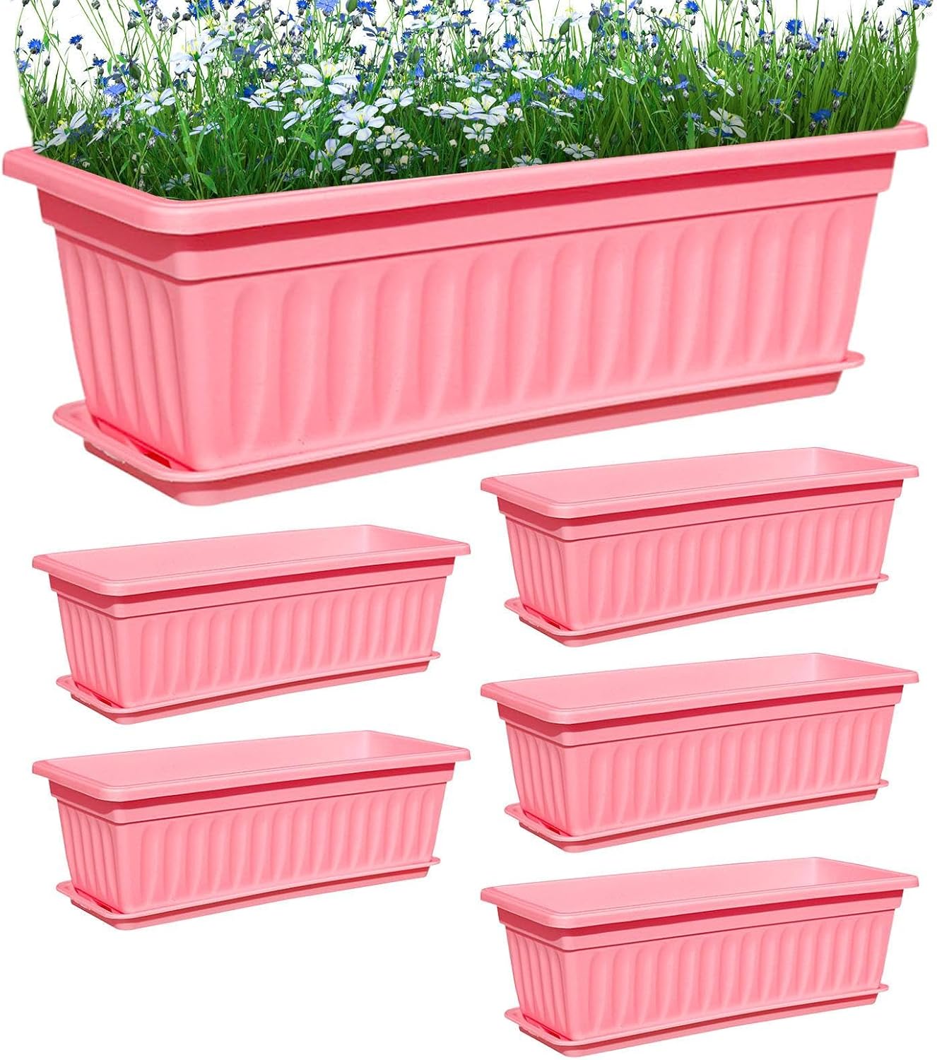 Lixuhdyu 6 Pieces Window Boxes Planter - Planter Boxes Outdoor with ...