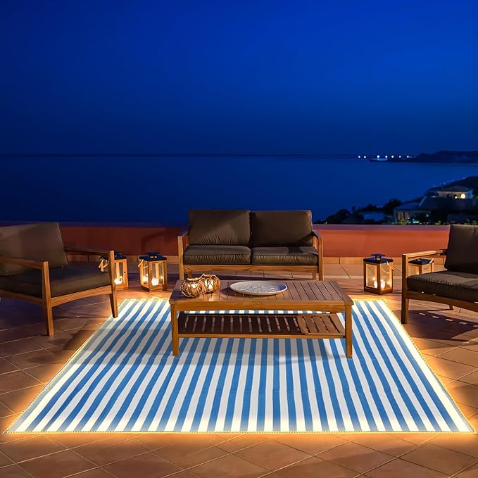 Amazon.com: Reversible Mats with Led Strip Lights, 5 x 8 FT Plastic ...