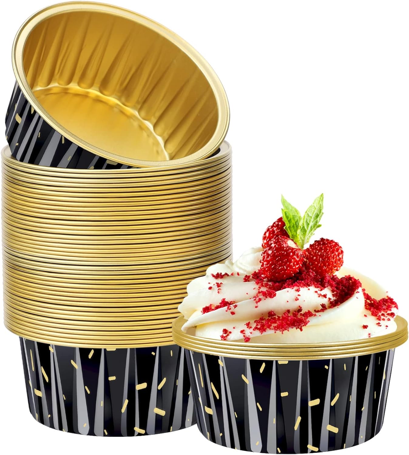 Amazon.com: EUSOAR Disposable Baking Cups Foil, 50pcs 5oz Dessert Cups ...