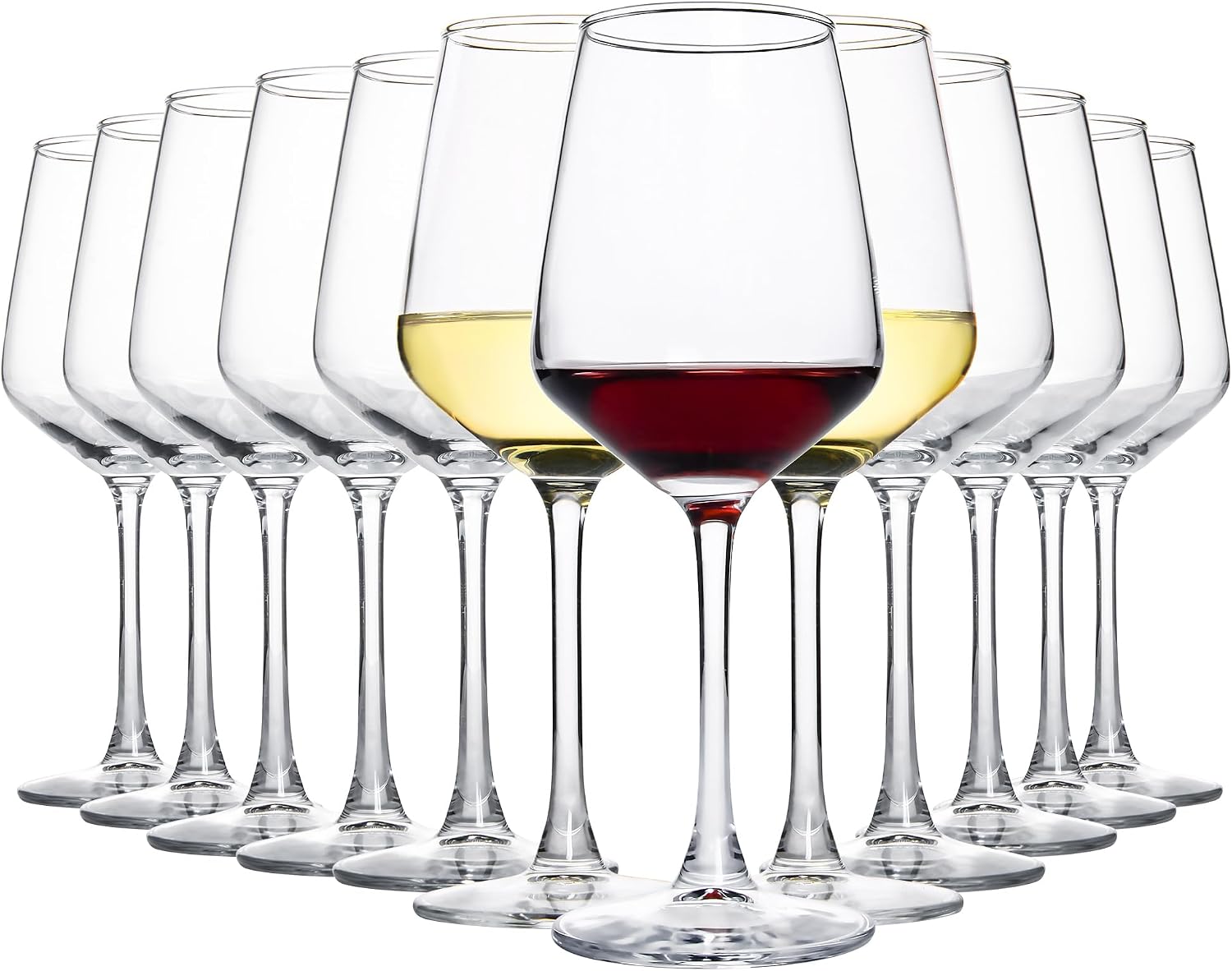 Amazon.com | HAKEEMI Wine Glasses Set of 12, 12 oz Red & White Wine ...