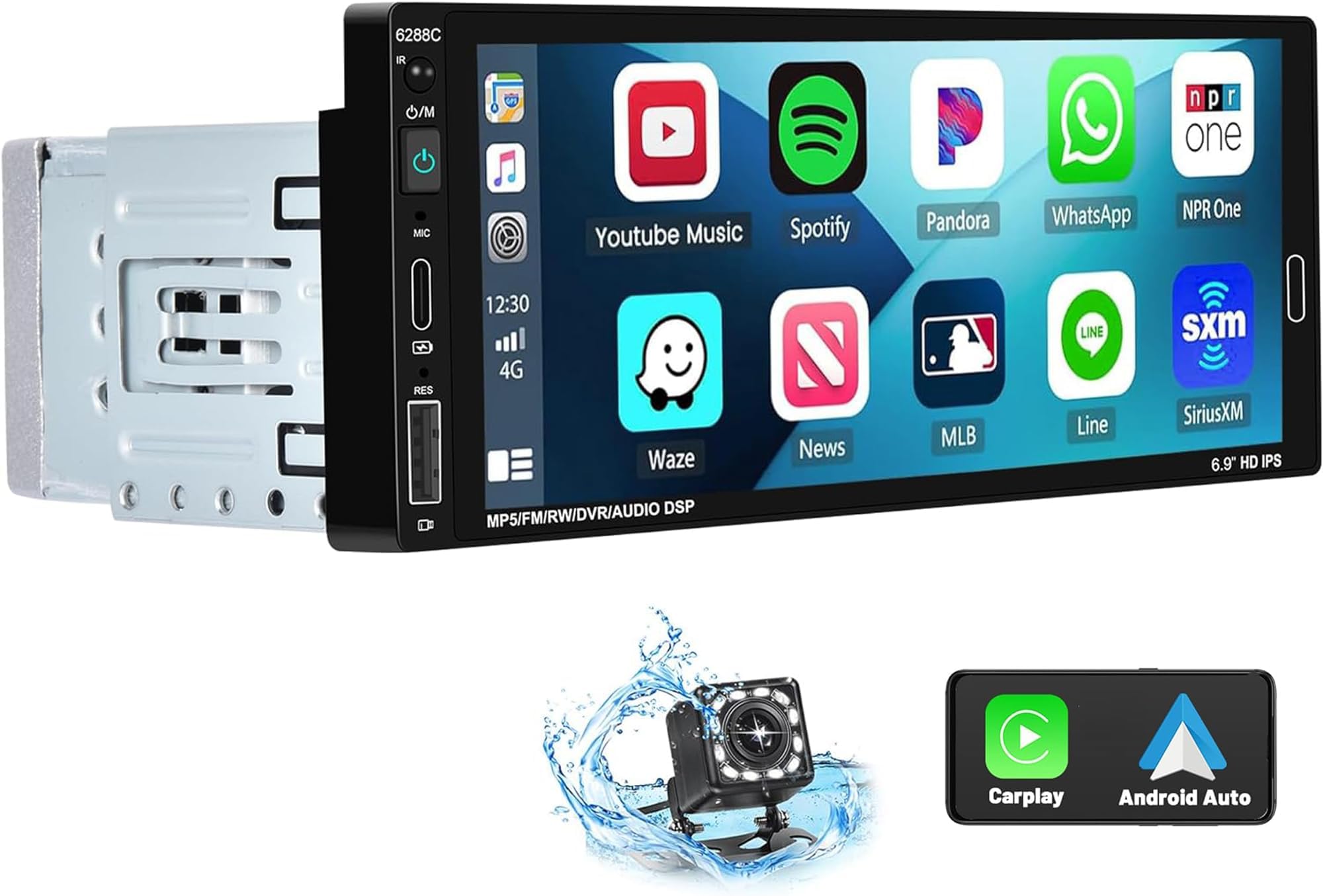 Amazon.com: 7 Inch Single Din Car Stereo with Apple Carplay and Android Auto, Car Radio Audio ...